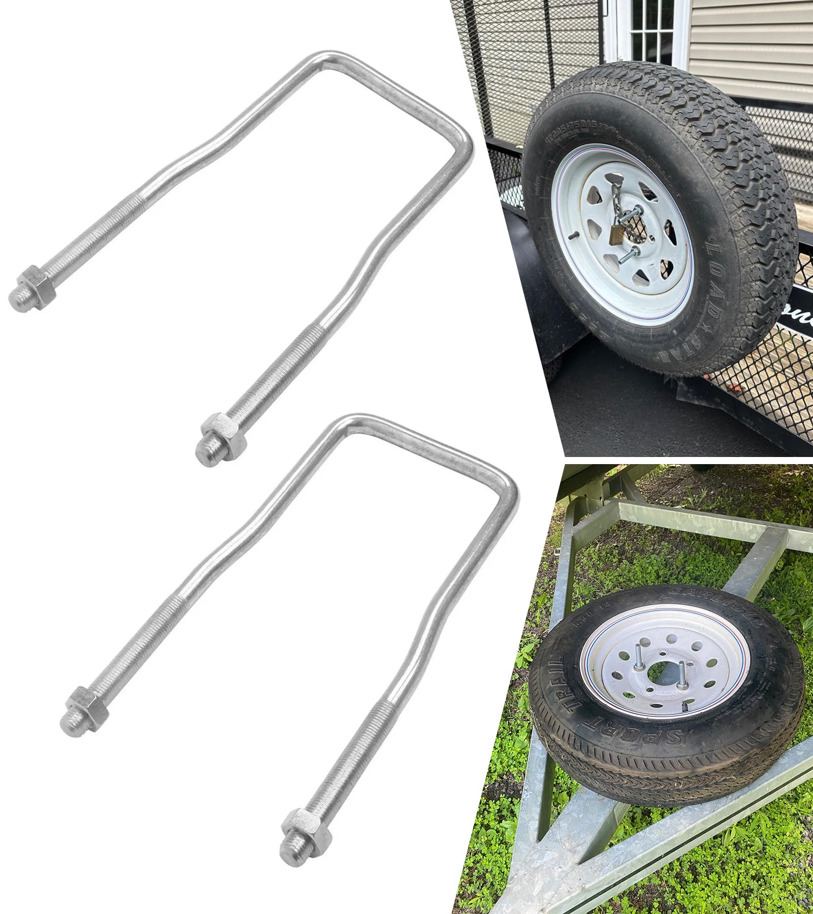 ELITEWILL 2pcs U-Bolt Spare Tire Carrier Holder Bracket for Trailer ...