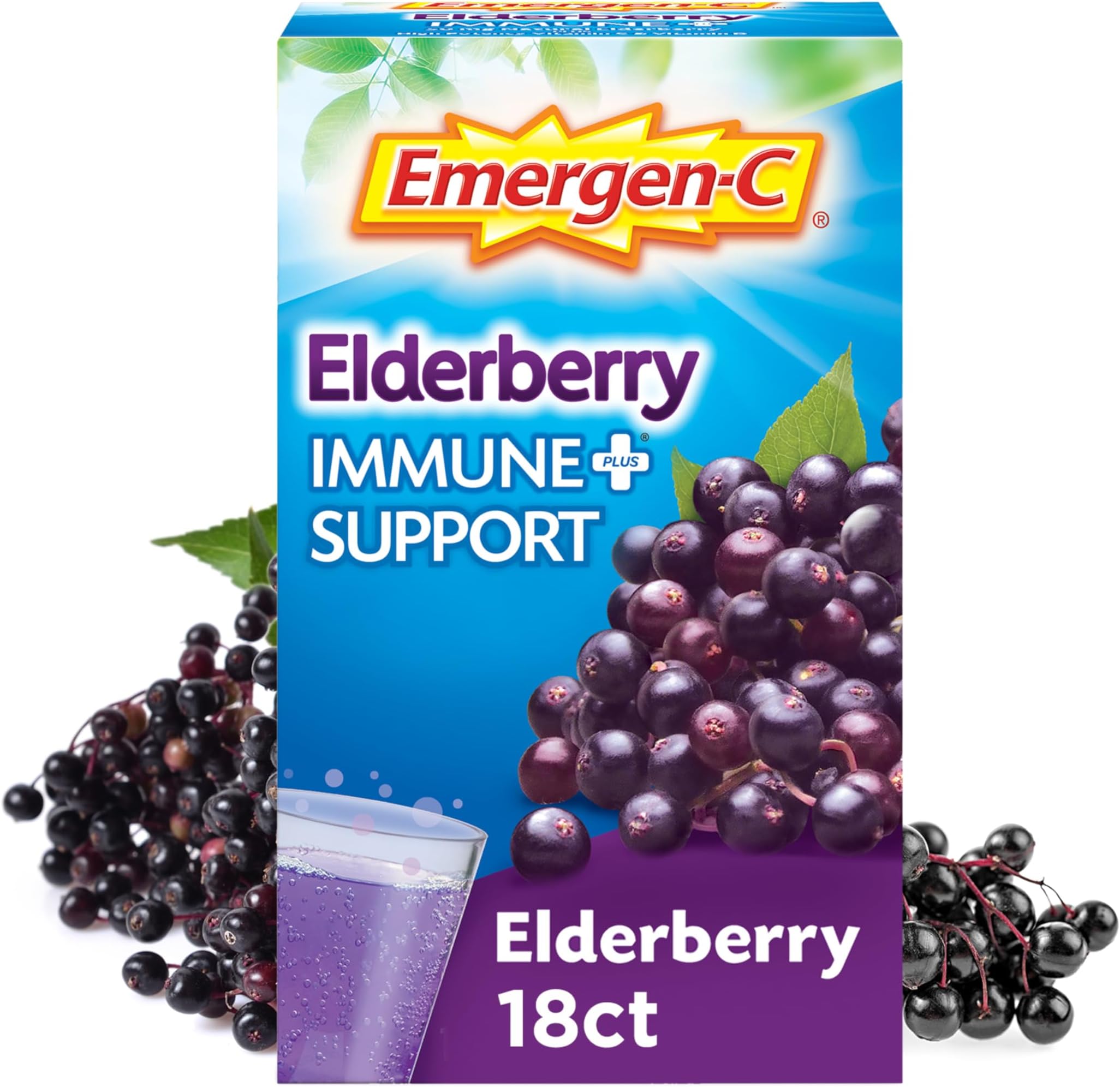 Amazon.com: Emergen-C Immune+ Vitamin C 1000mg (18 Count, Elderberry ...