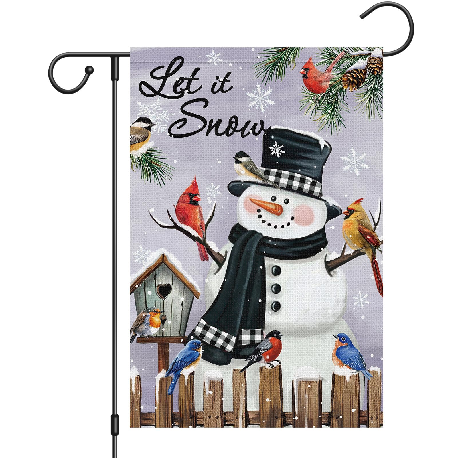 Amazon.com : Heyfibro Let It Snow Winter Garden Flag Christmas Snowman ...