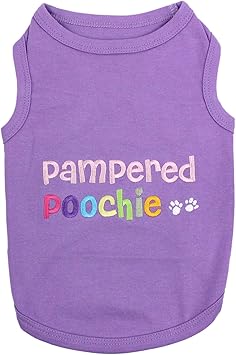 Amazon.com : Parisian Pet Dog T-Shirt - Embroidered Pampered Poochie ...