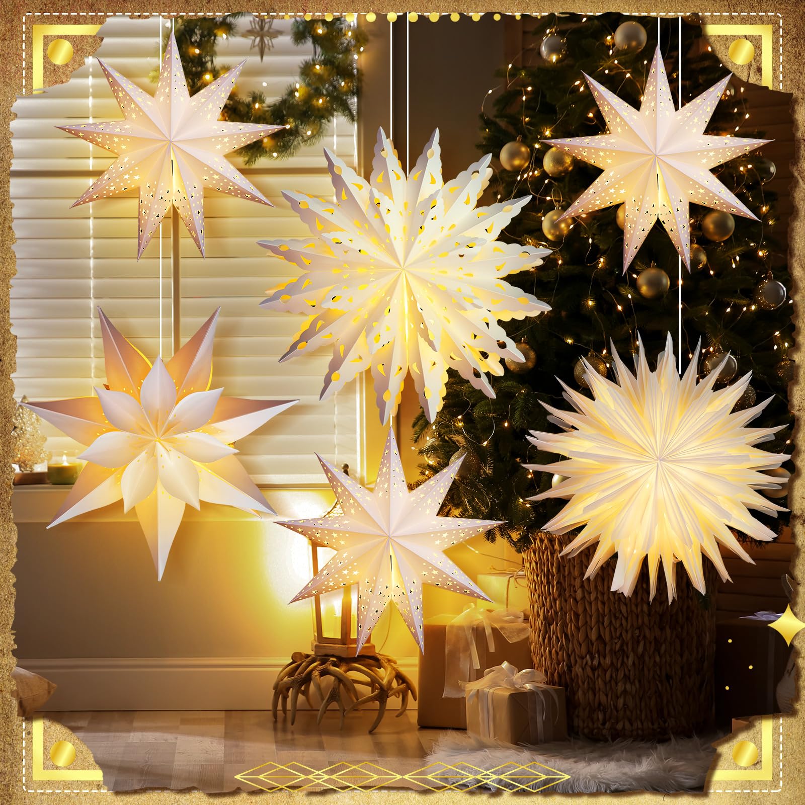 Christmas Paper Snowflake Lanterns