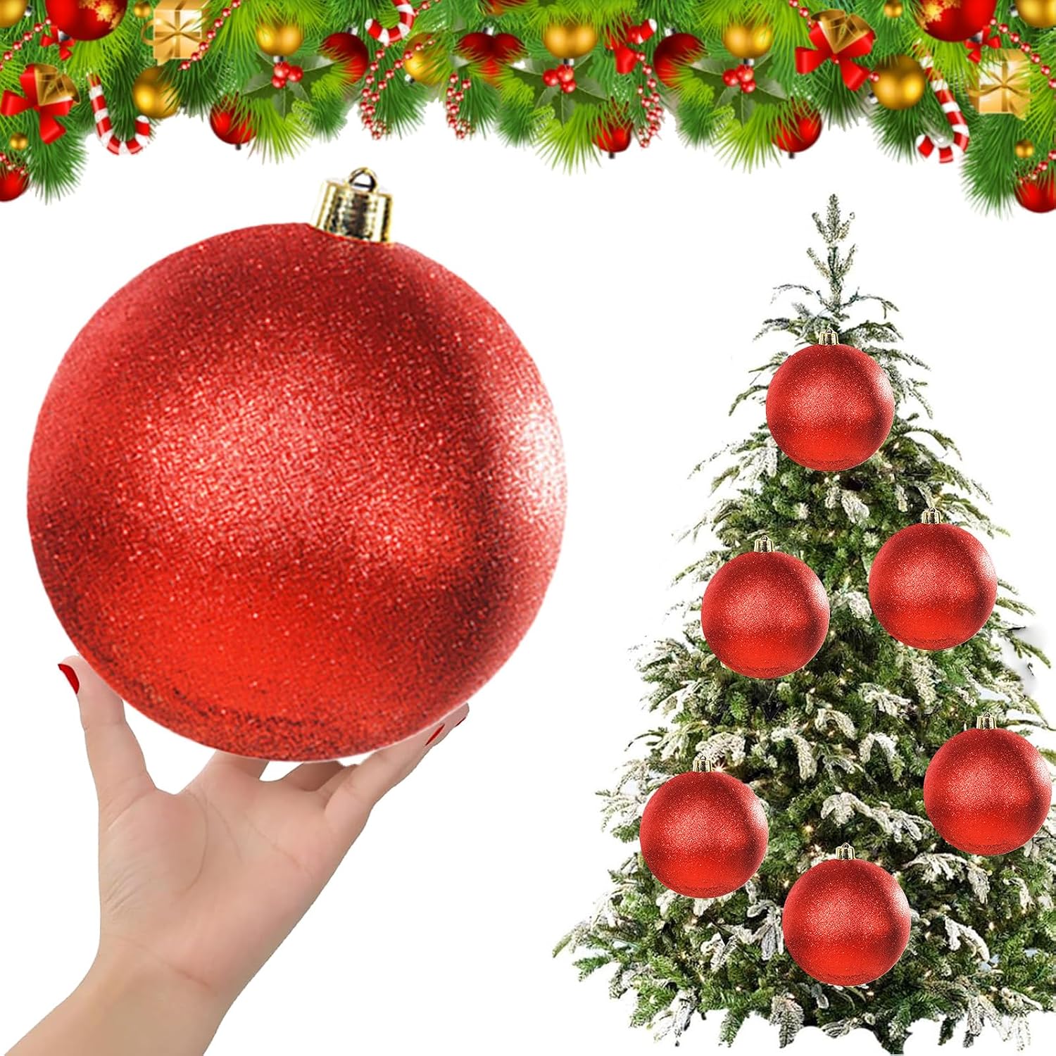 Extra Large Christmas Balls, Giant Glittering Christmas Hanging ...