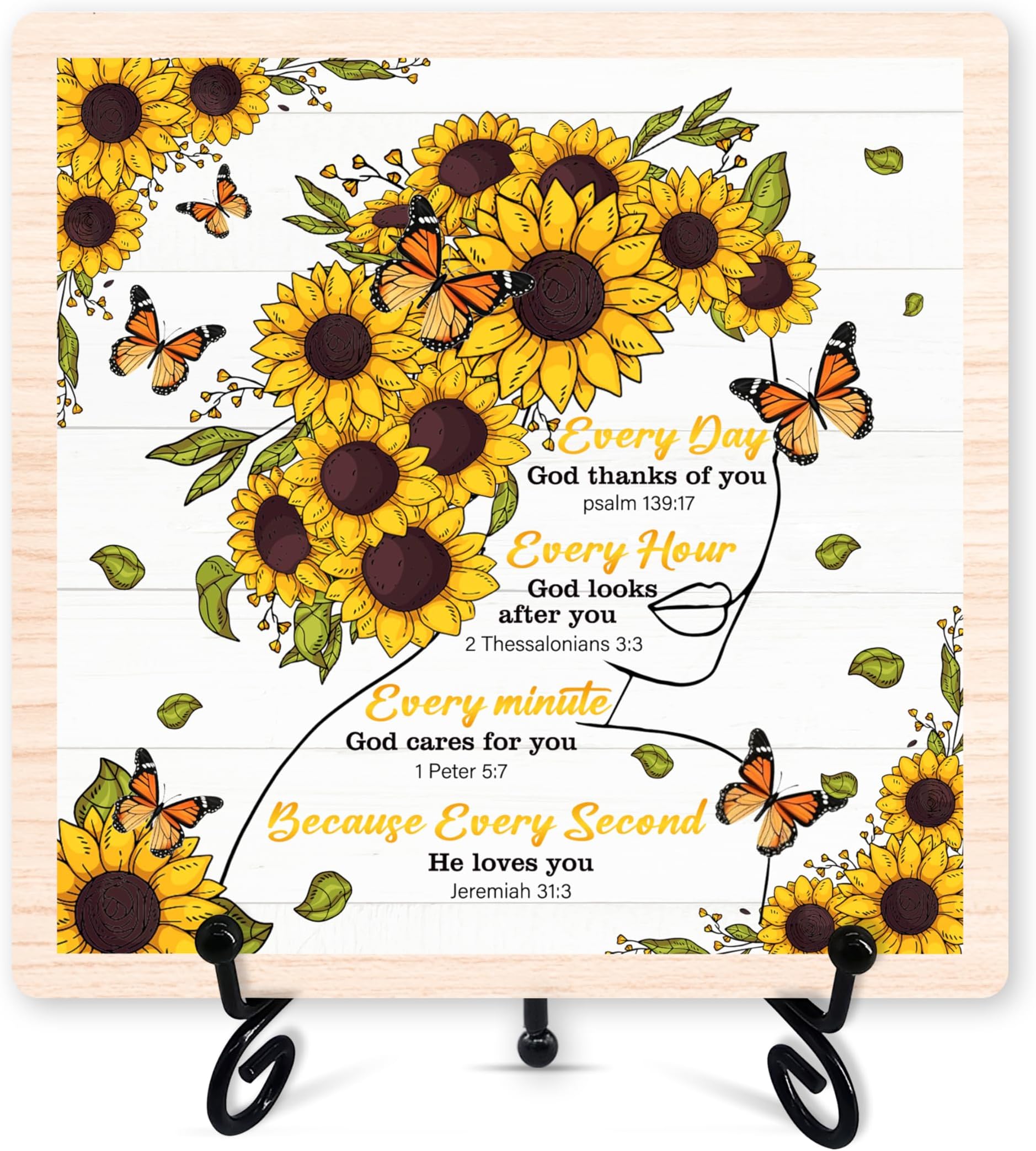 Amazon.com: Inspirational Christian Desk Decor, Sunflower Wooden Sign ...