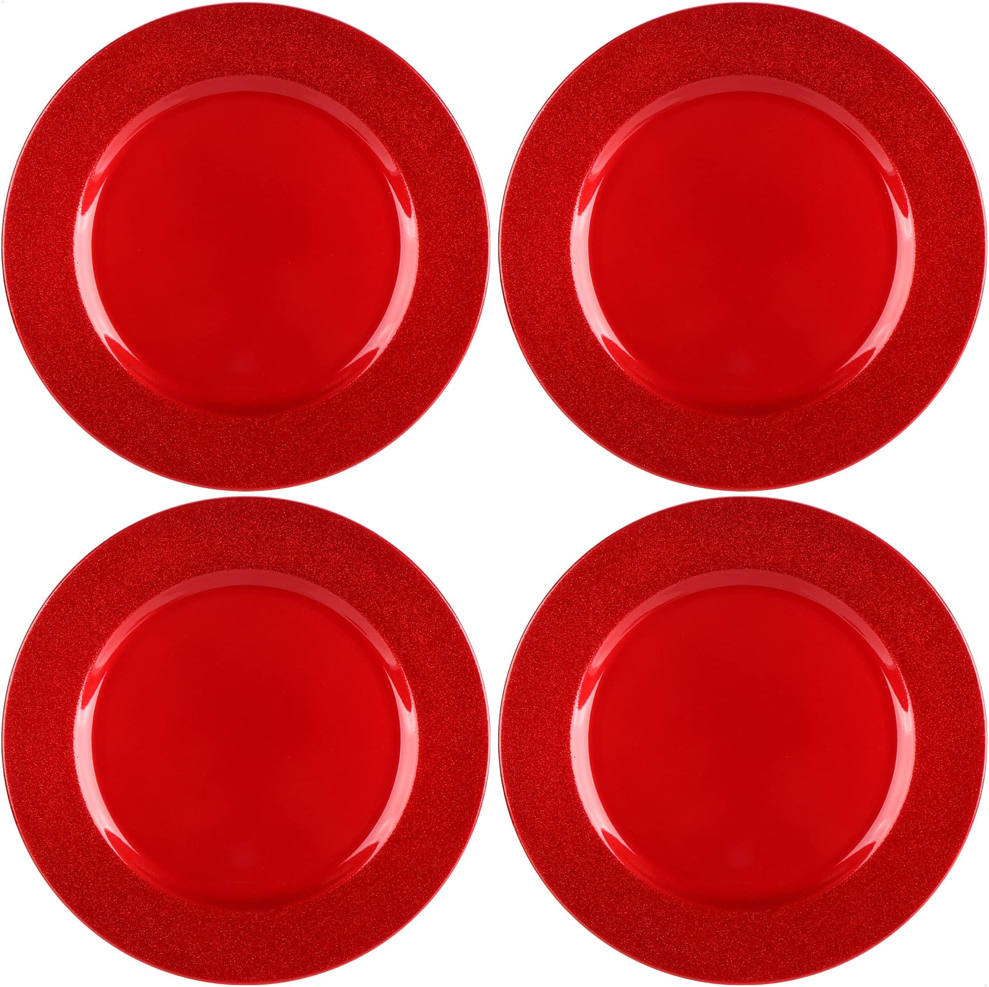 com-four® 4x assiettes de présentation en rouge brillant avec bord ...