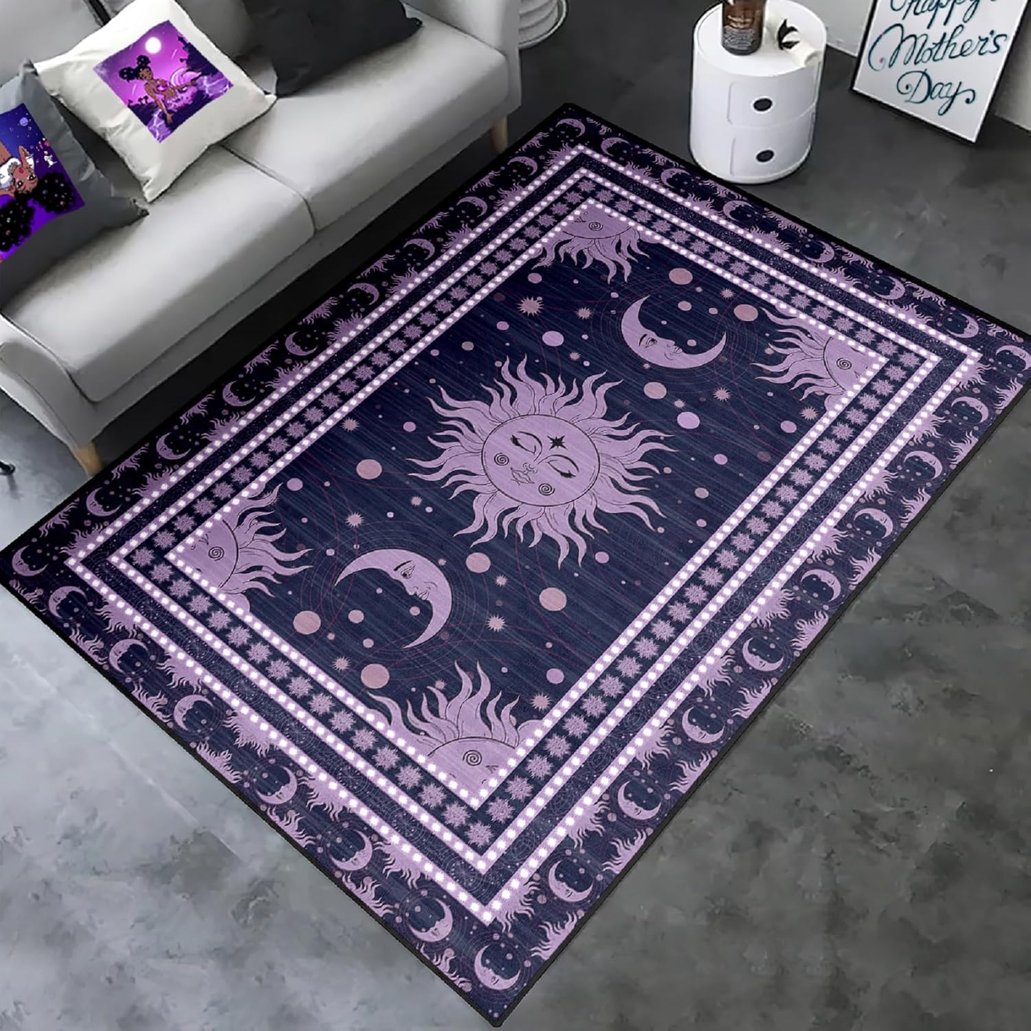 Amazon.com: Celestial Rug for Bedroom - Moon Phase Area Carpet Sun and ...