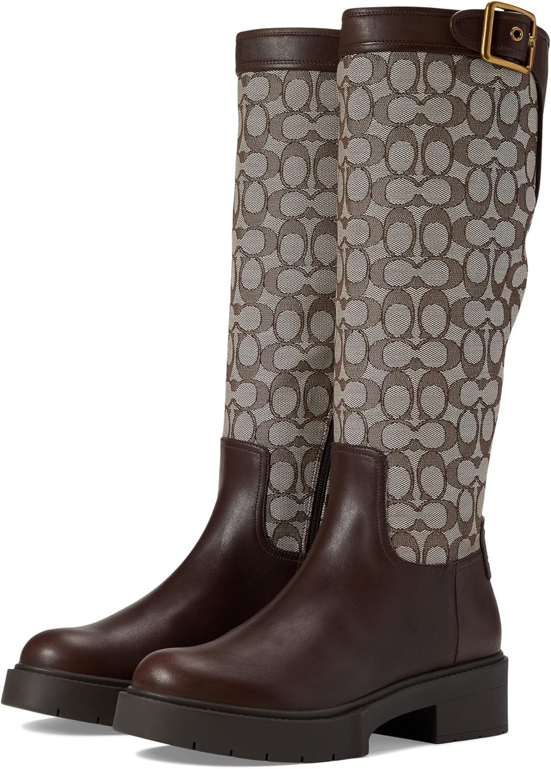 Amazon.com | Coach Lilli Jacquard Boot Oak/Maple 5 B (M) | Knee-High