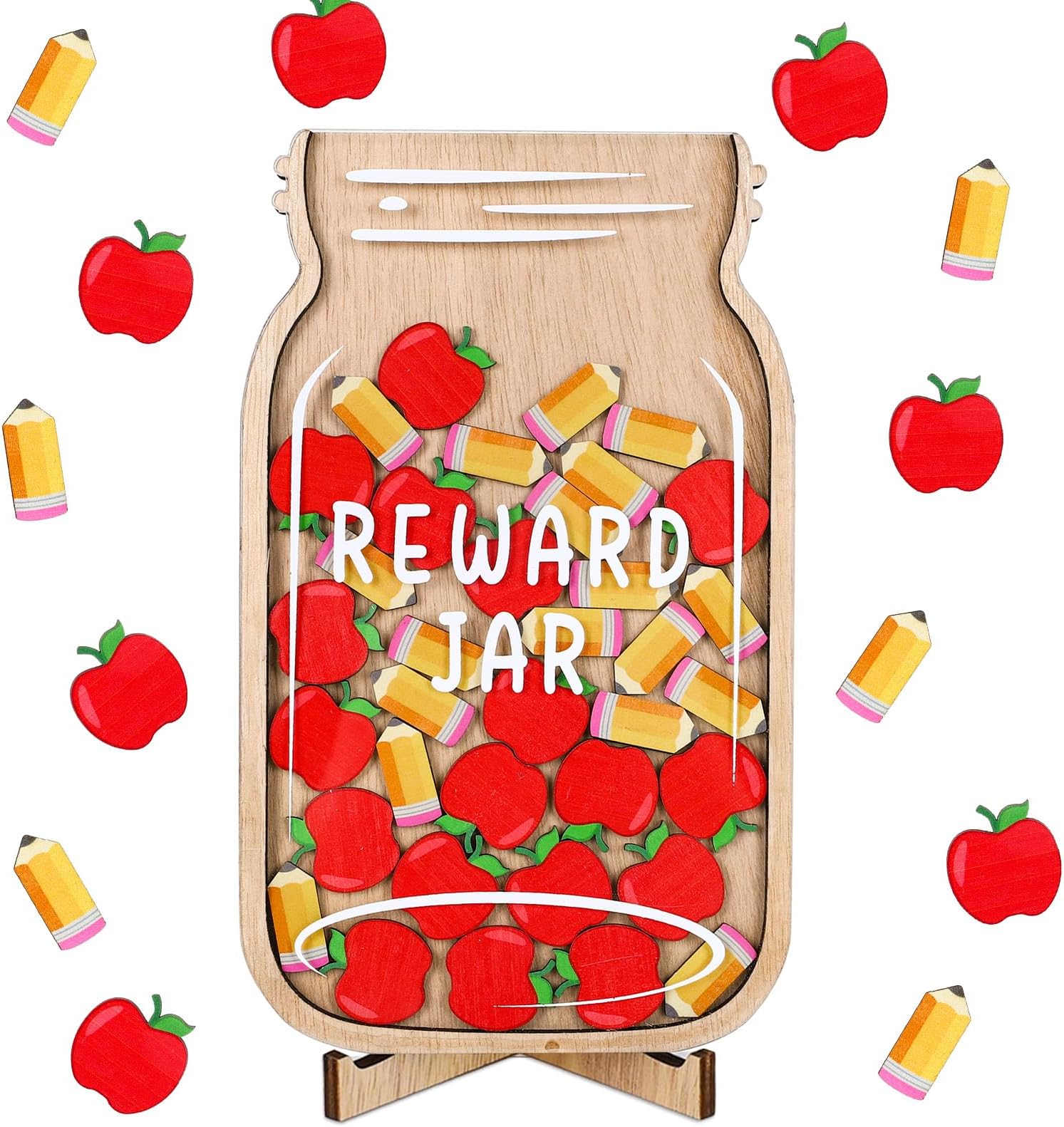 Amazon.com : JarThenaAMCS Back to School Wooden Reward Jar Apples ...
