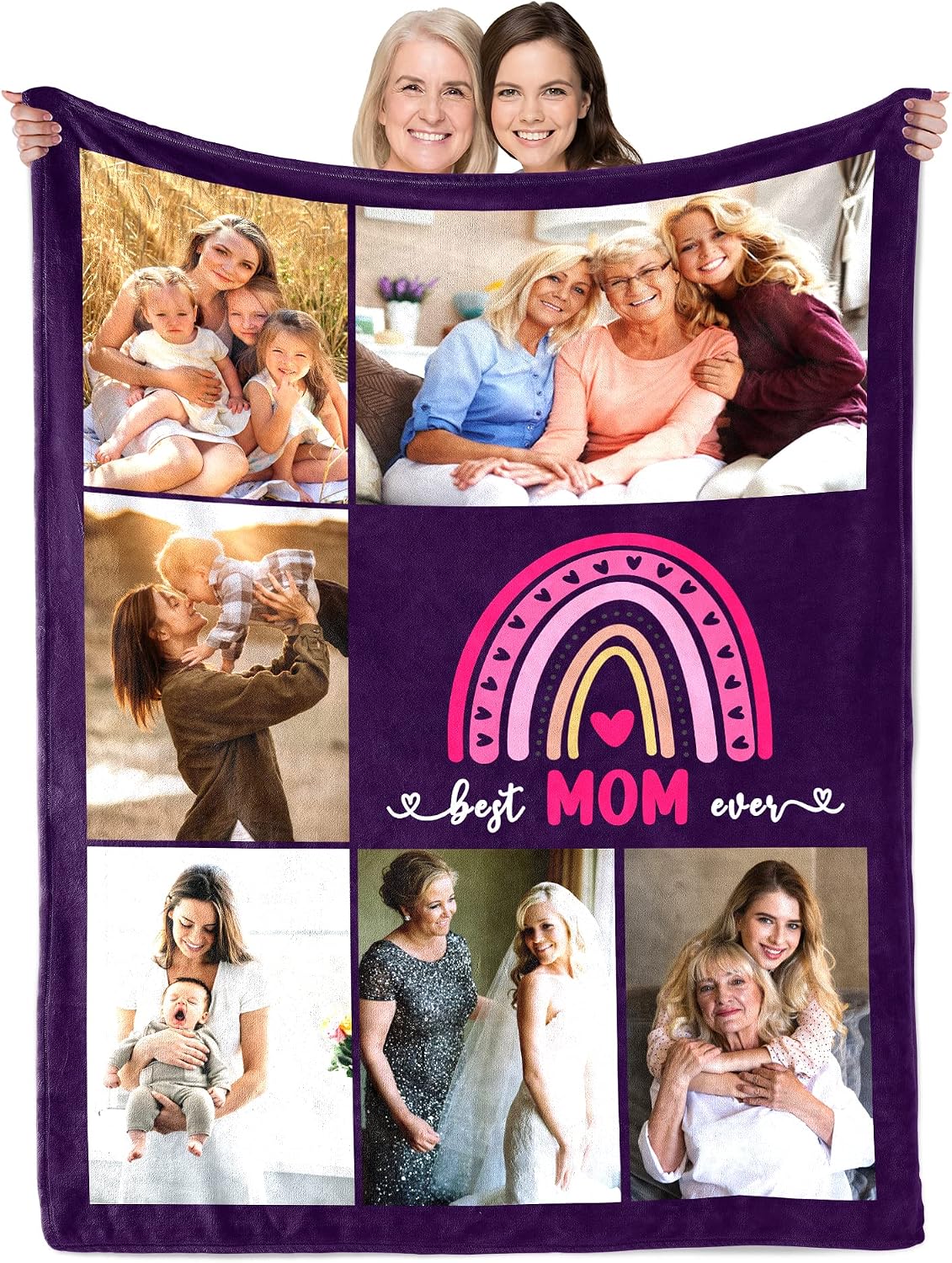 Amazon.com: Prints Fun Personalized Picture Blanket for Best Mom Ever ...