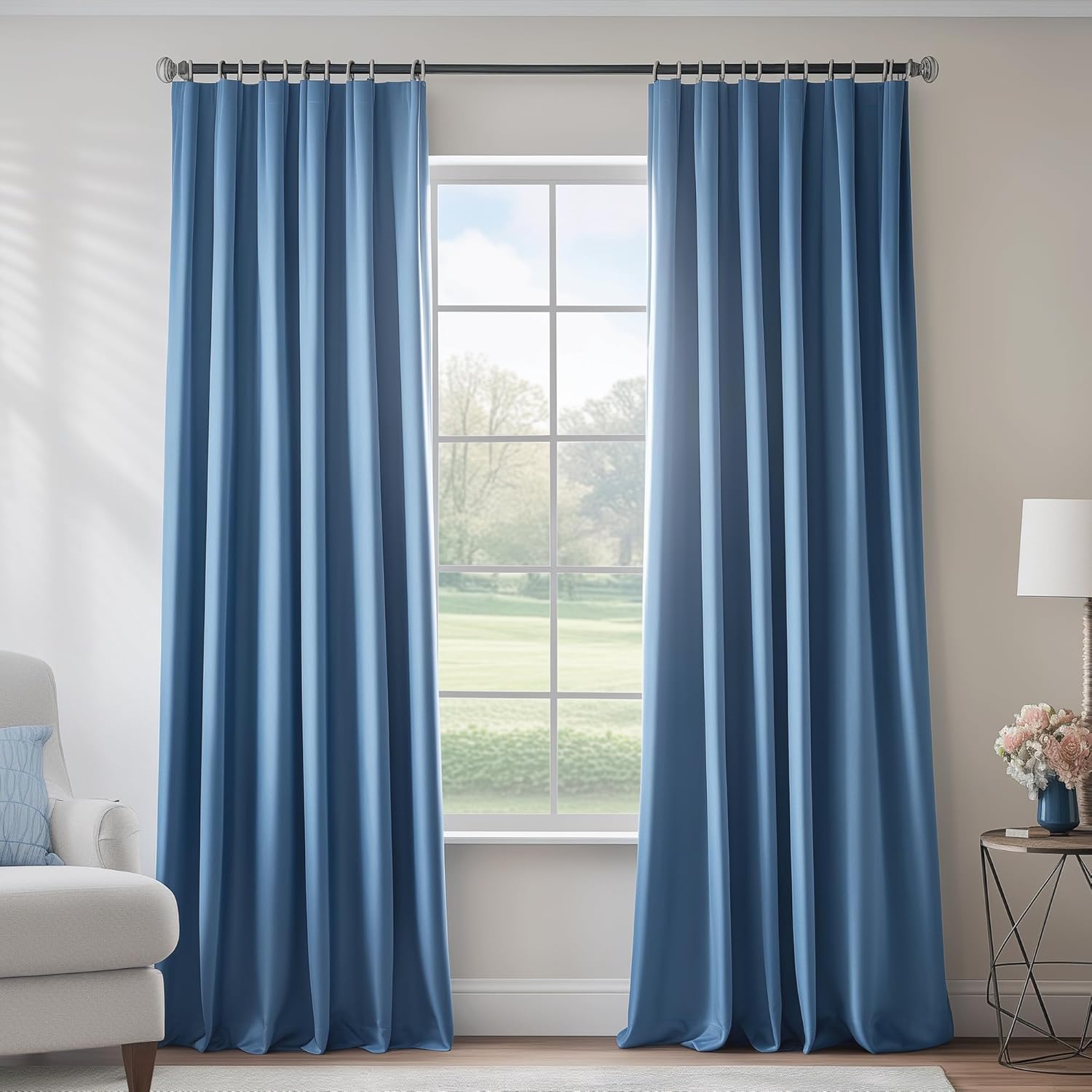 Amazon.com: FMFUNCTEX Velvet Blackout Curtains Blue Thermal Insulated ...