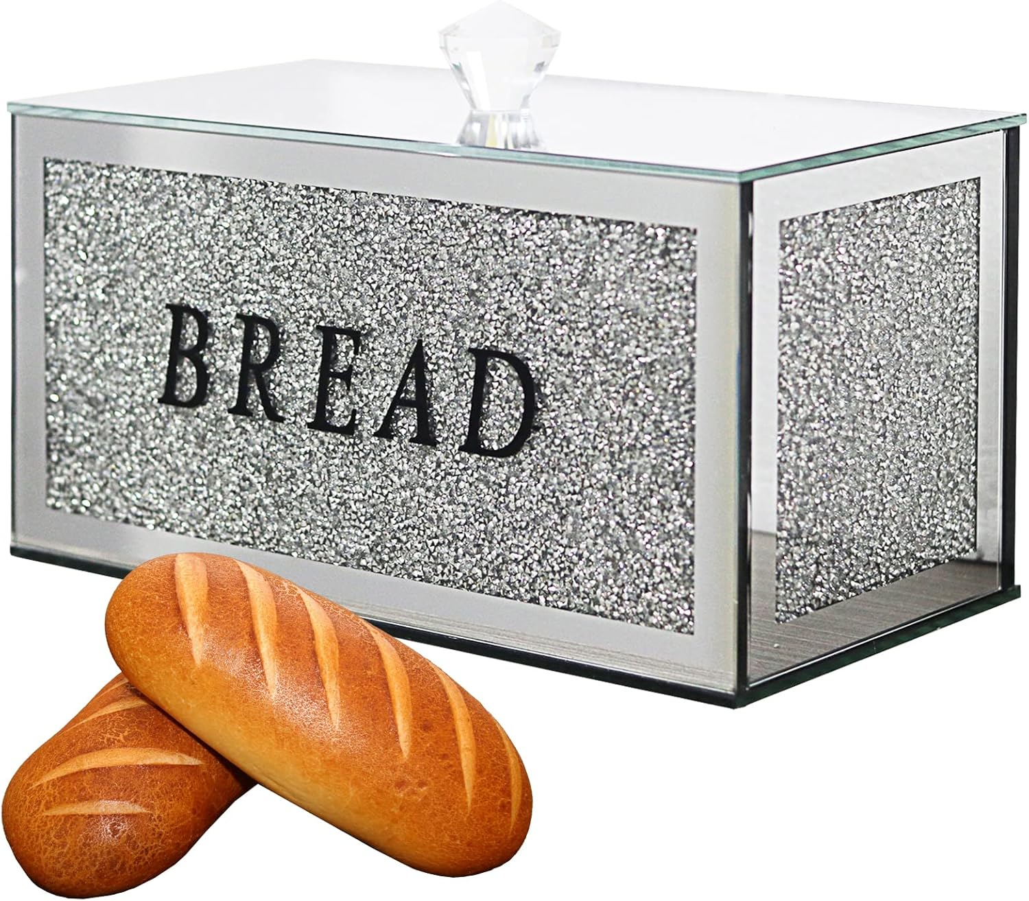 Amazon.com: HMRCYTE Large Crystal Glass Bread Container Box with Lid ...
