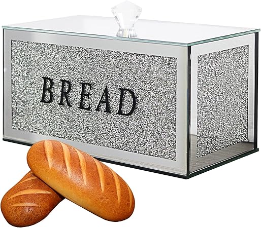 Amazon.com: HMRCYTE Large Crystal Glass Bread Box with Lid, 12.2"L x 6. ...
