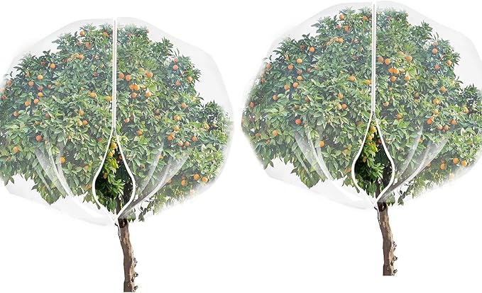 Amazon.com : 2PCS Fruit Tree Netting Cover with Ziper & Drawstring ...