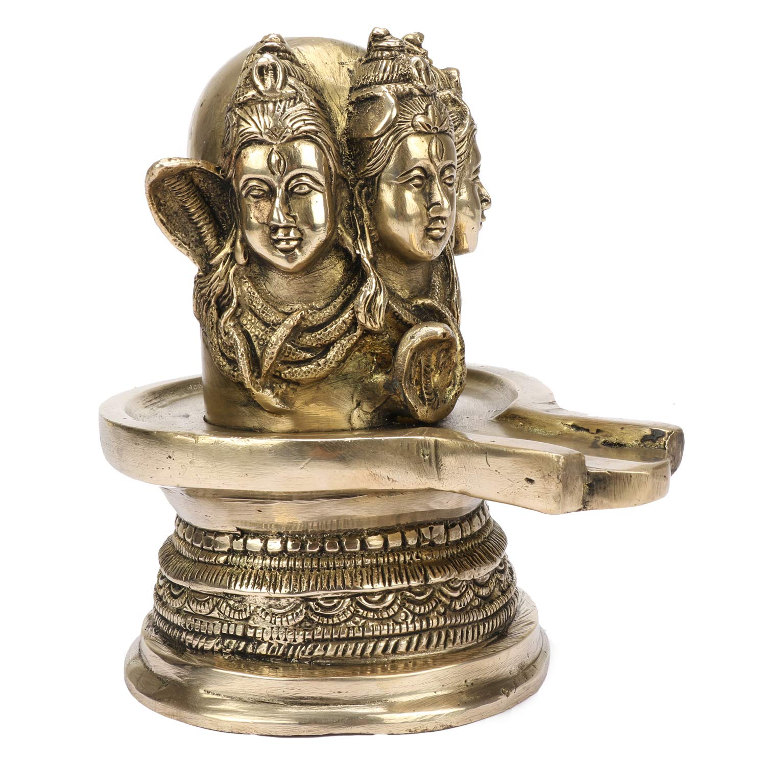 Buy ARTVARKO Brass Metal Large Shivling Murti Idol Three Faces Shiva ...