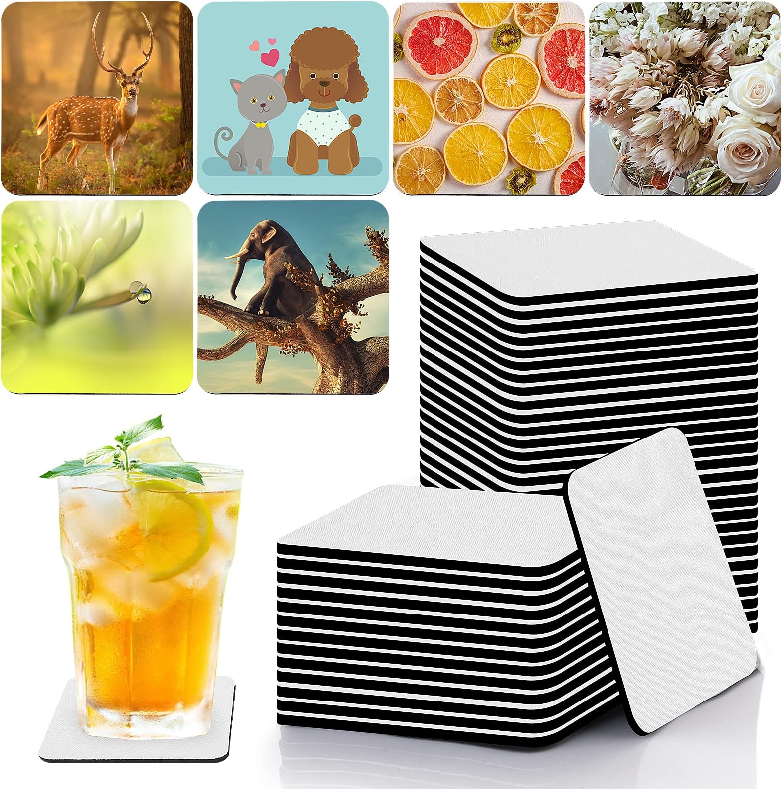 MDF Blank Sublimation Coasters Cork Backed - 9cm x 9cm White Blanks ...