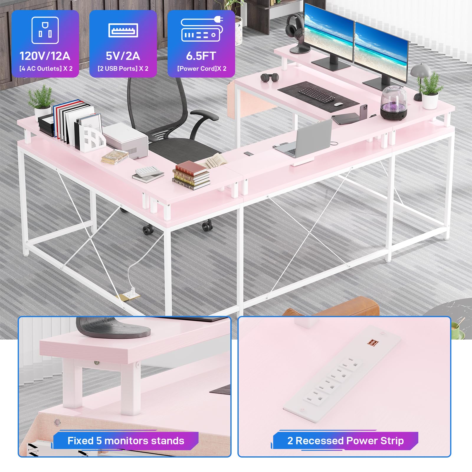 Pink Corner Computer Desk Pink : Desks Home Office Furniture