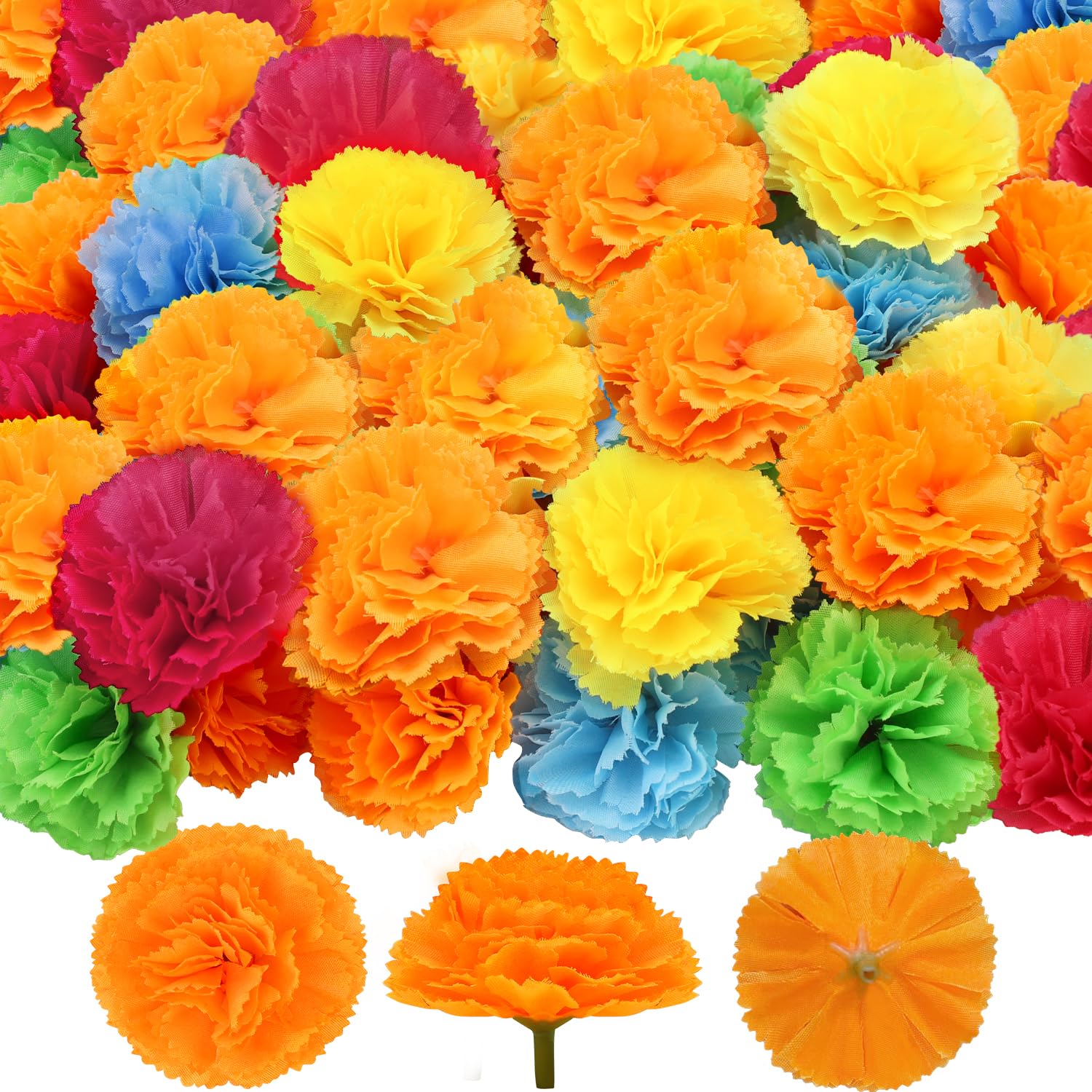 Amazon.com: Marigold Flowers Heads Bulk, 50Pcs Silk Marigold Flowers ...