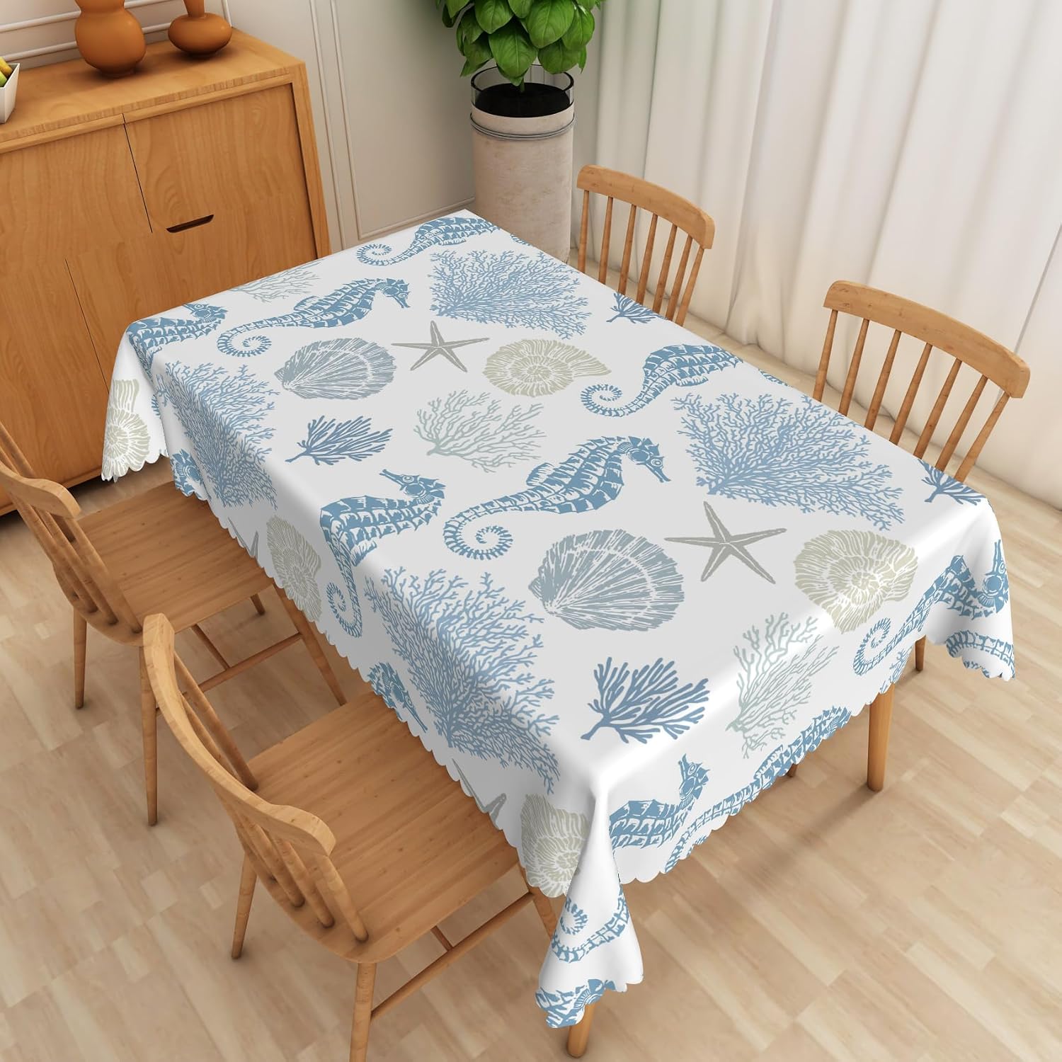 Amazon.com: SIEDYCV Blue Sealife Tablecloth 70x140 Inch Coastal ...