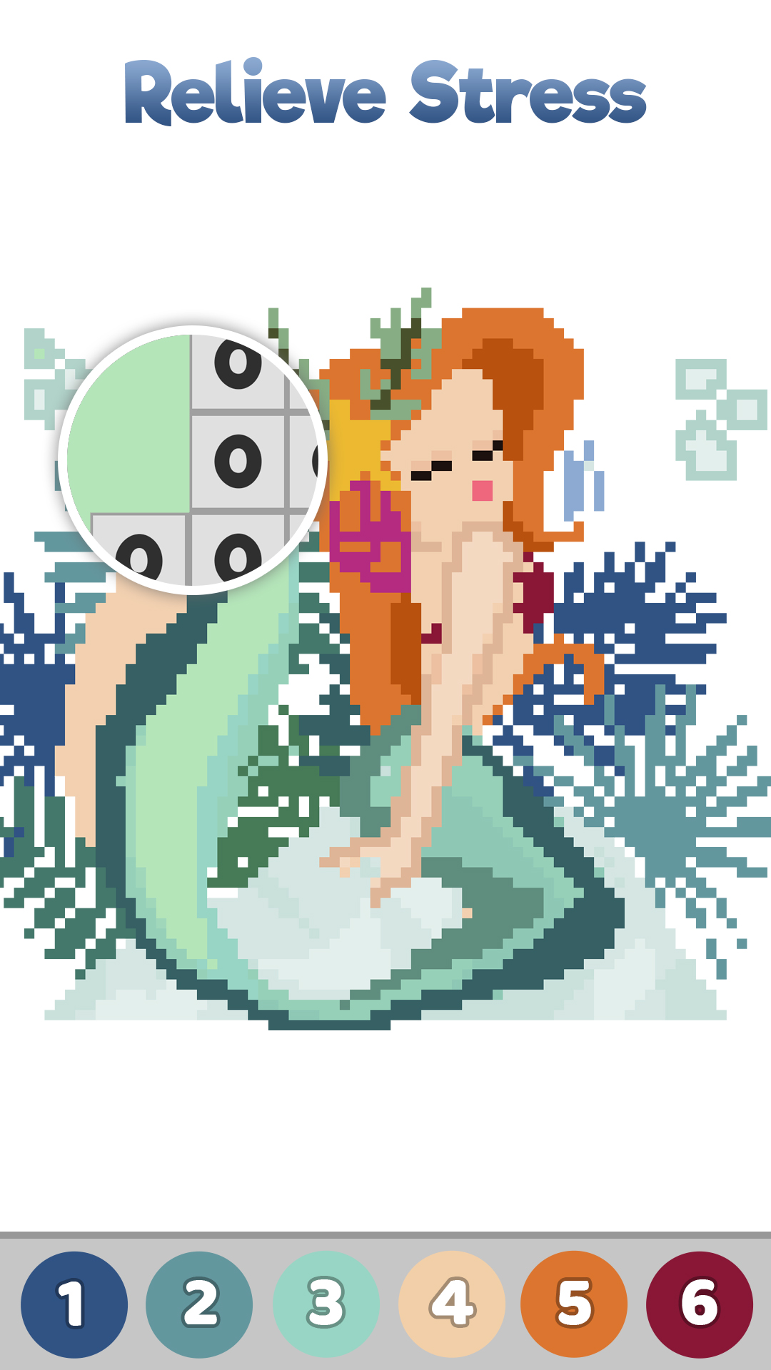 Mermaid Pixel Art - Paint by Number, Sandbox Coloring Book Pages - App ...
