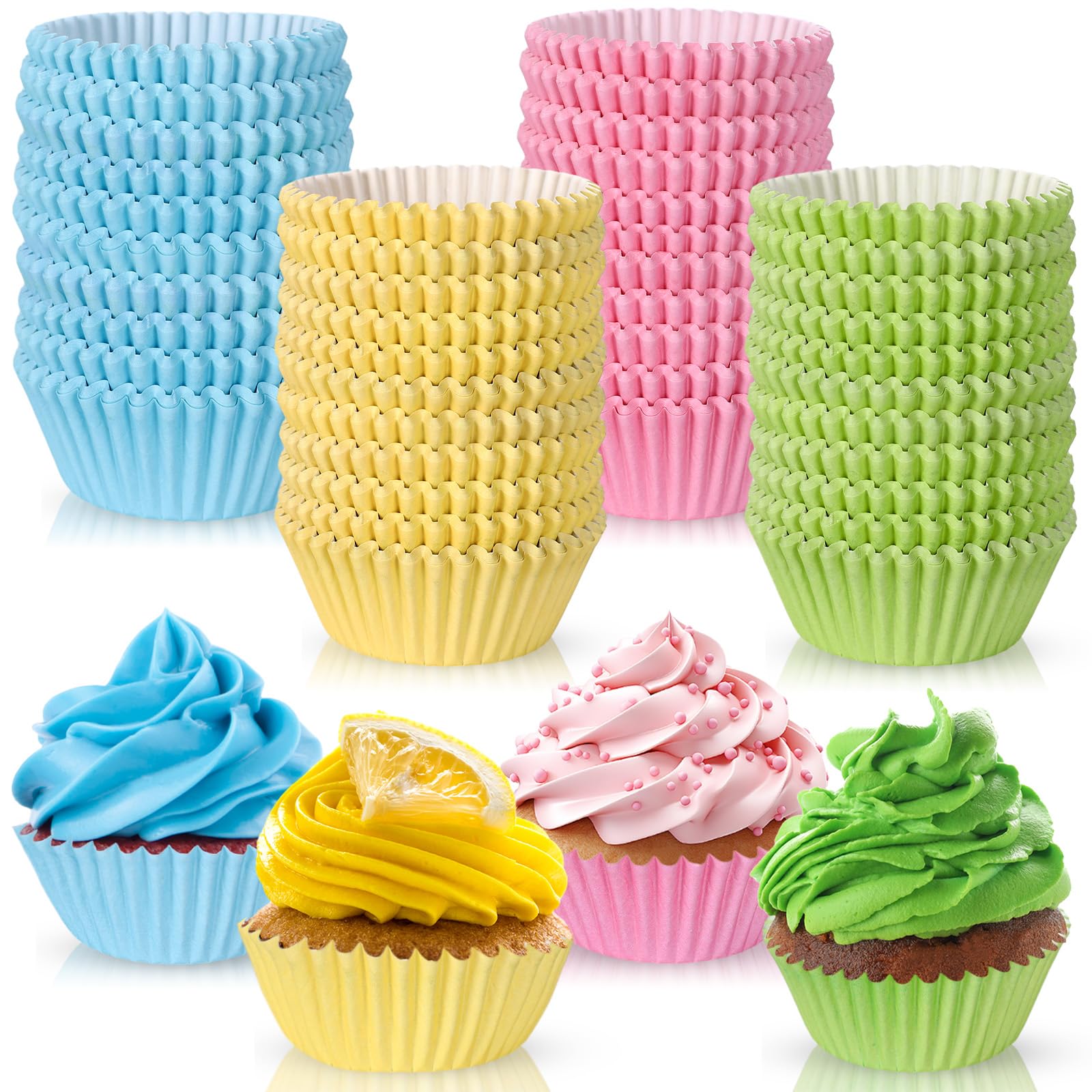 Amazon.com: Whaline 600Pcs Colorful Cupcake Liners Pink Blue Yellow ...