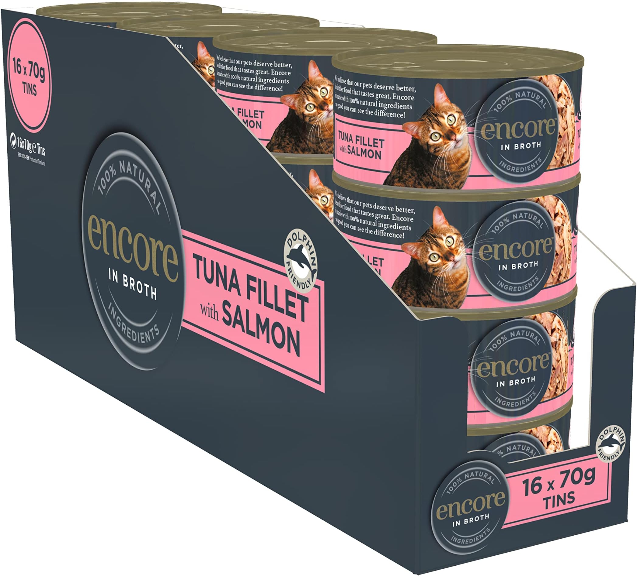 Encore 100% Natural Wet Cat Food, Tuna with Salmon in Broth (Pack of 16 ...