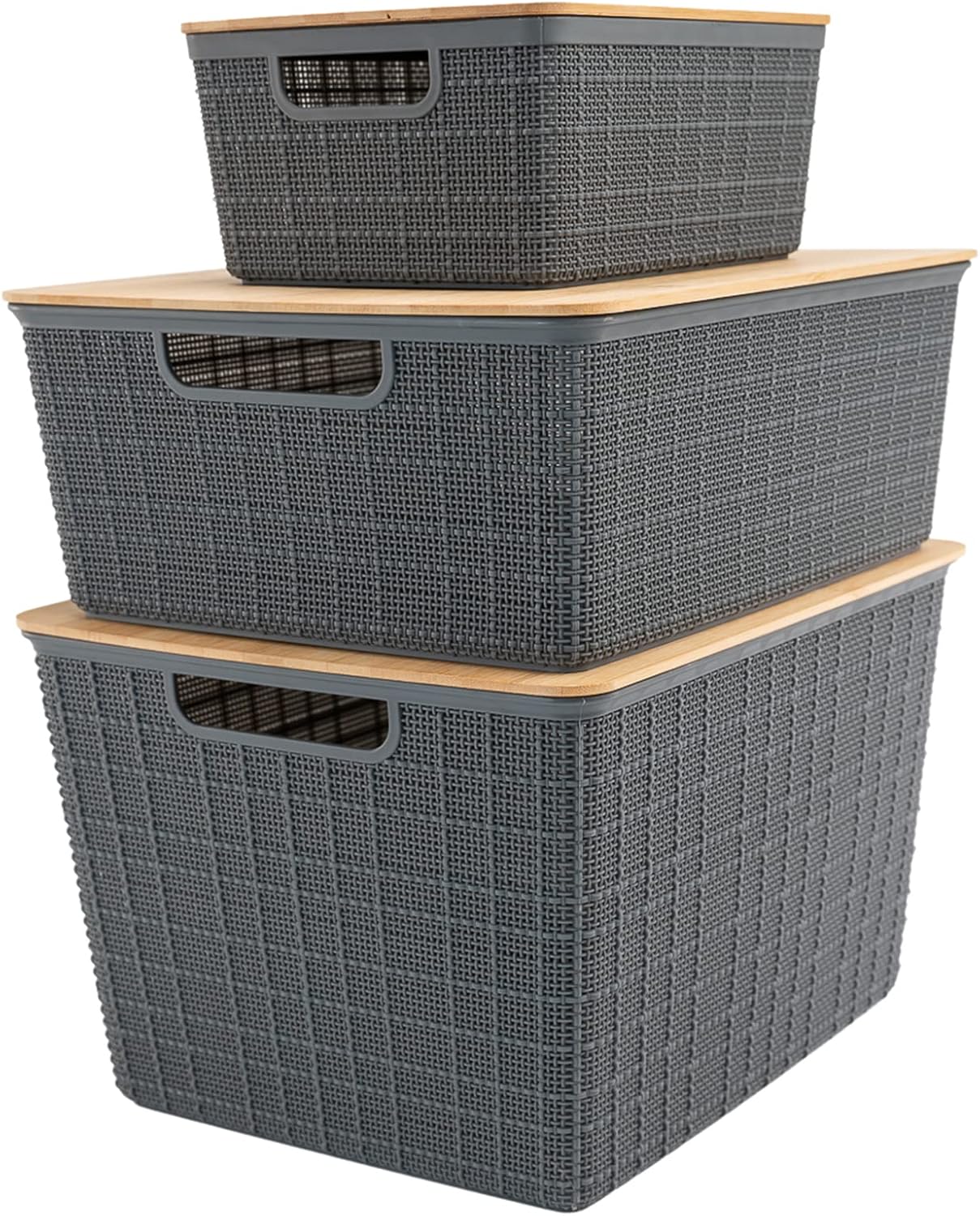 Amazon.com - OIKOS | Storage Organizer Box Set With Bamboo Lid ...
