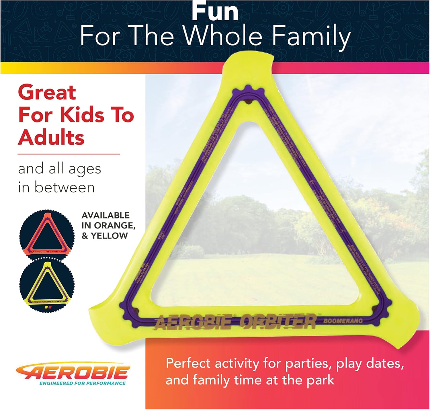 Aerobie Orbiter Bumerang de alto rendimiento, 11.5 pulgadas, amarillo ...