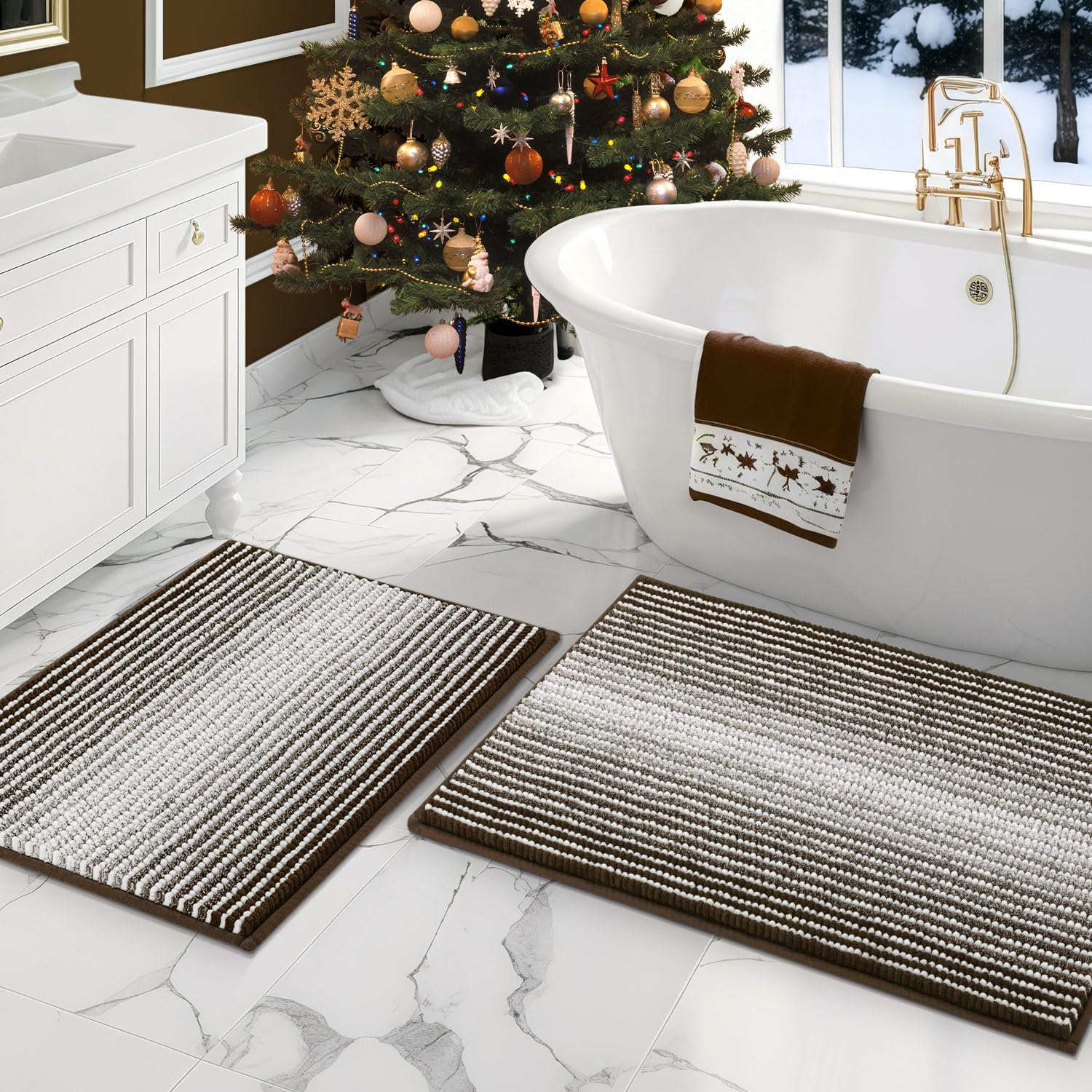 Amazon.com: BSICPRO Bathroom Rugs and Mats Sets, 2 Piece Thick ...