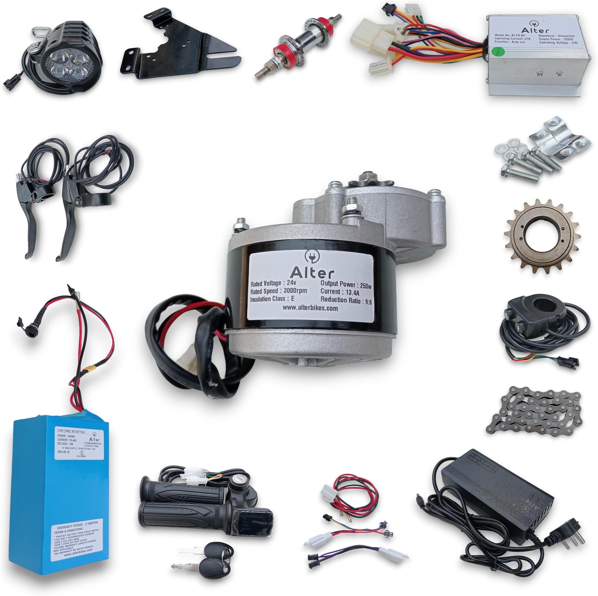 NAKS Copper 24V 250Watt Electric Cycle Motor Kit : Amazon.in ...