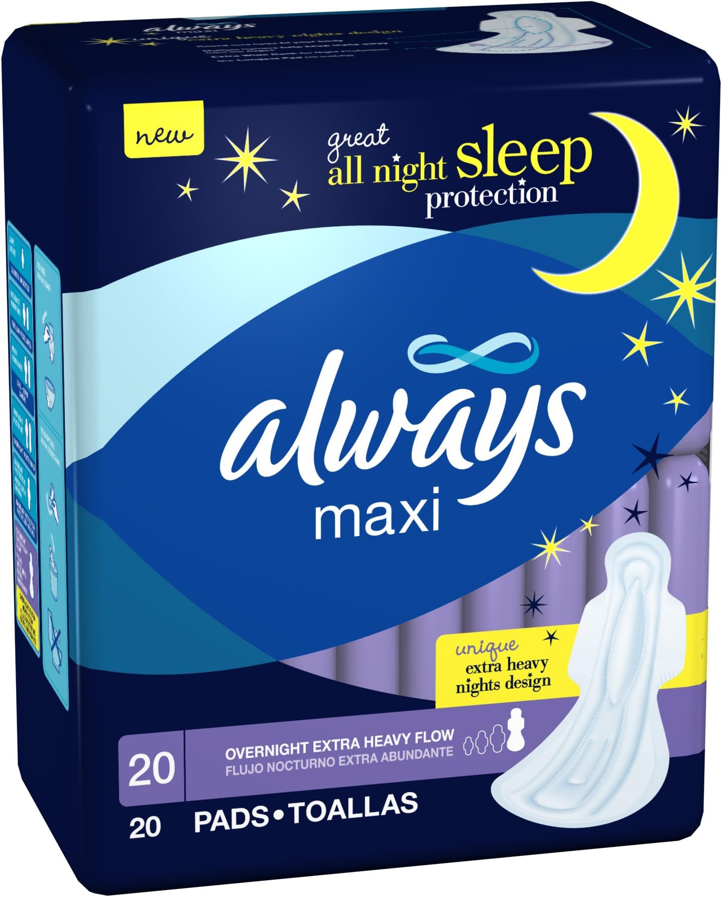 Amazon.com: Always Radiant Overnight Feminine Pads for Women, Size 5 ...