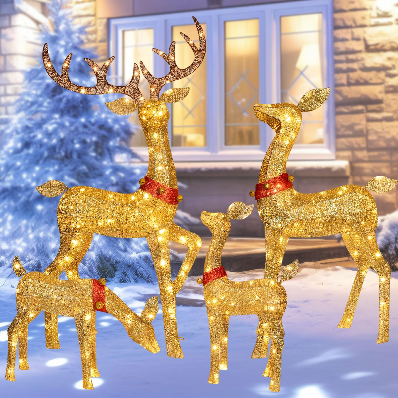 Amazon.com: Outdoor Christmas Decorations Reindeer Family - Light Up ...