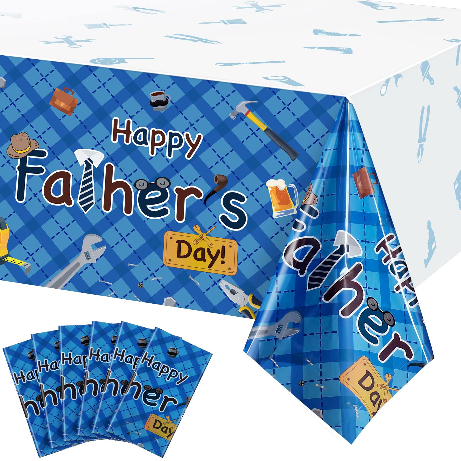 Amazon.com: Happy Fathers Day Tablecloth Plastic Father's Day Party ...