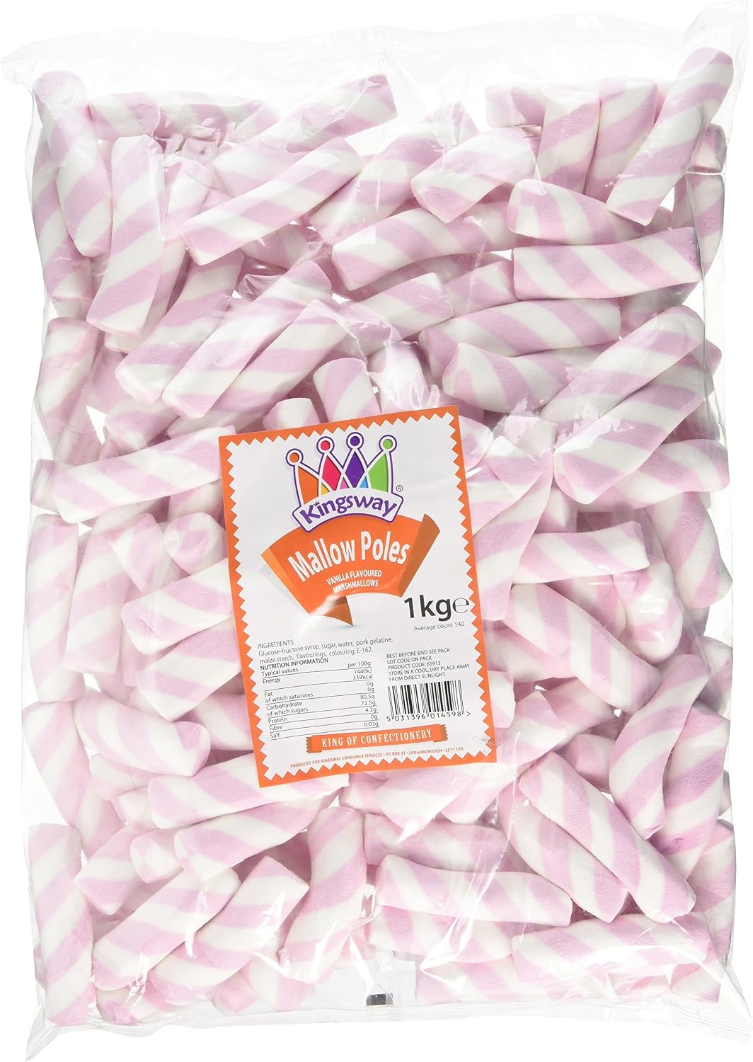 Kingsway Mallow Poles Bag 1 Kilogram Mini Marshmallows, Bulk Sweets ...