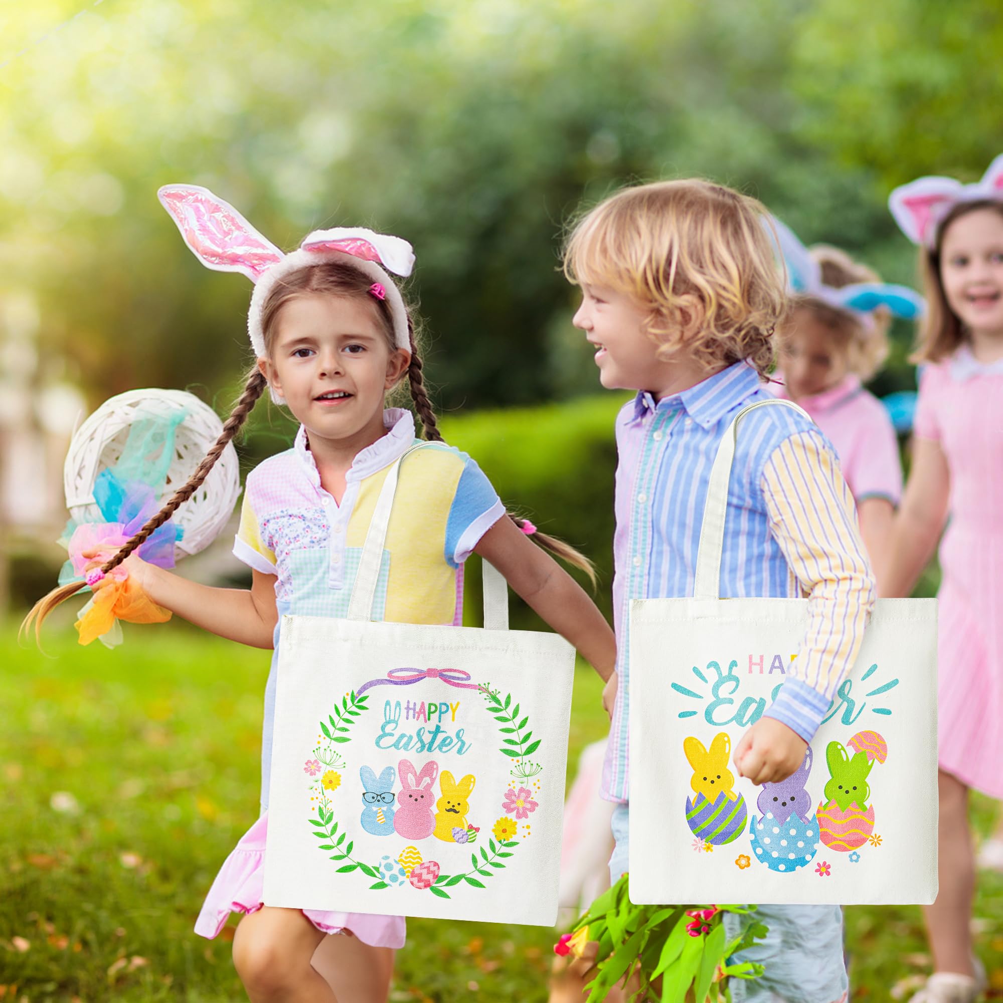 Easter Basket Easter Party Supplies Easter Canvas Gift Bags 3-Pack ...