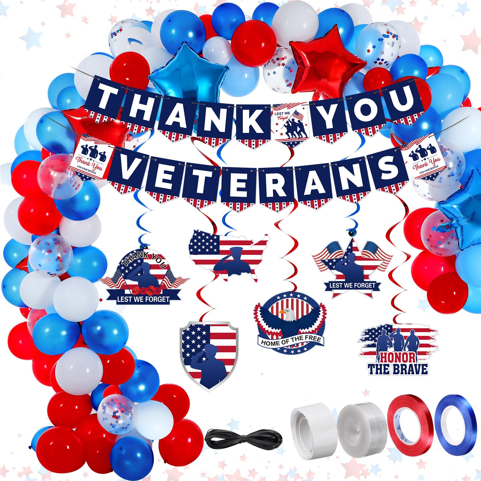 Amazon.com: Realspring 147 Pcs Happy Veterans Day Party Decorations ...