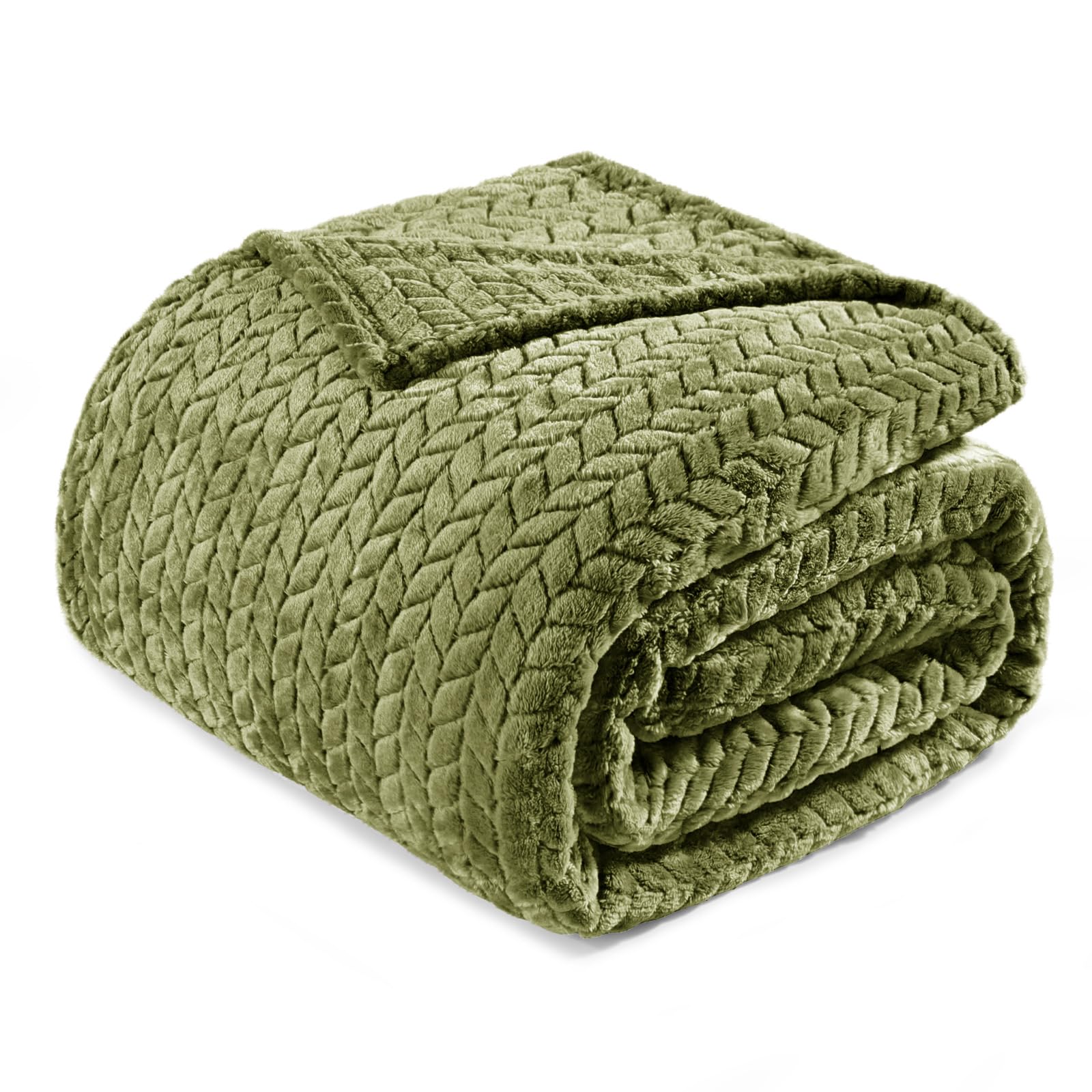 Amazon.com: Exclusivo Mezcla Olive Green Fleece Queen Size Blanket for ...