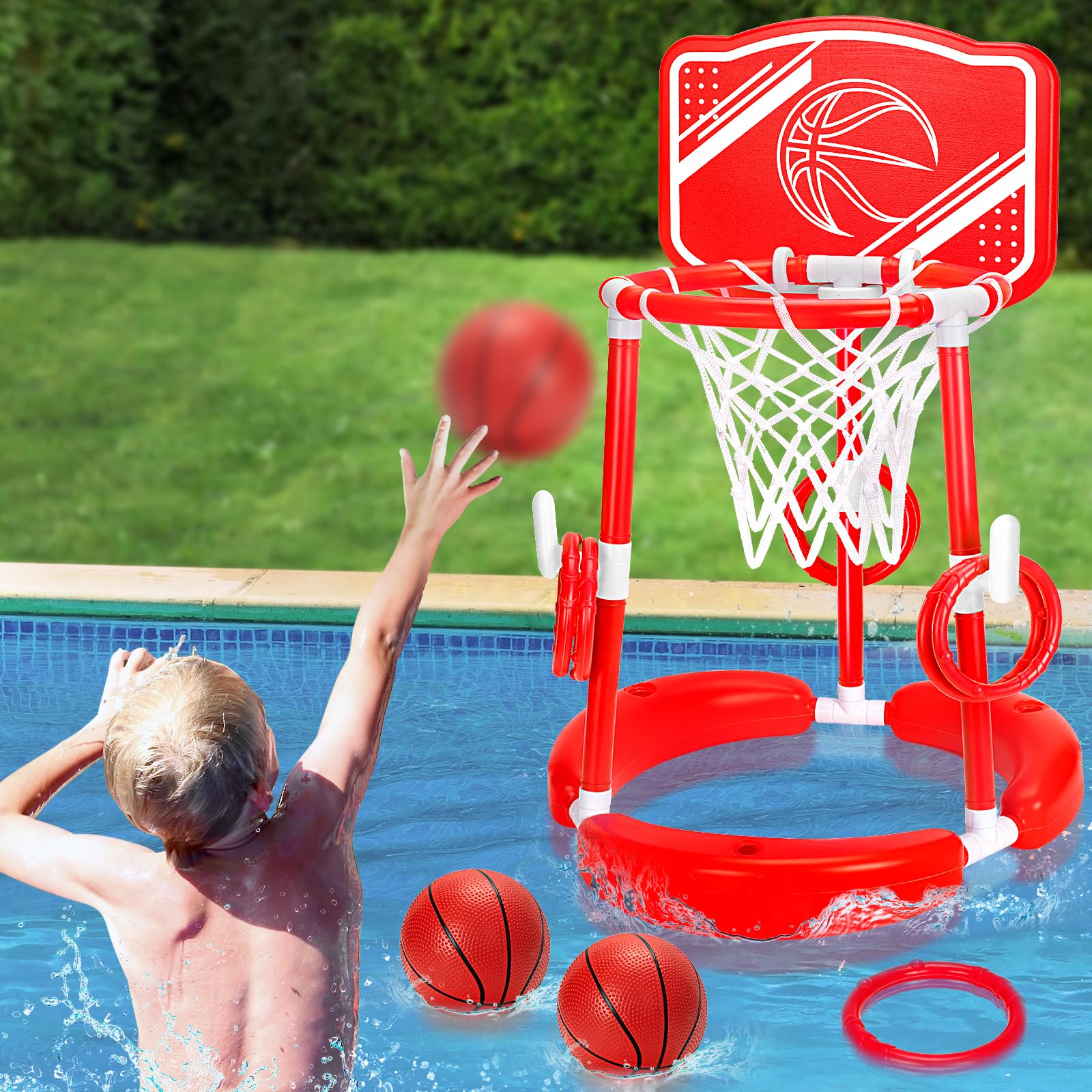 Snapklik.com : Pool Basketball Hoop, 2-in-1 Poolside Floating Pool ...