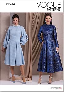 Amazon.com: Vogue Misses' Fit and Flare Dresses Sewing Pattern Packet ...