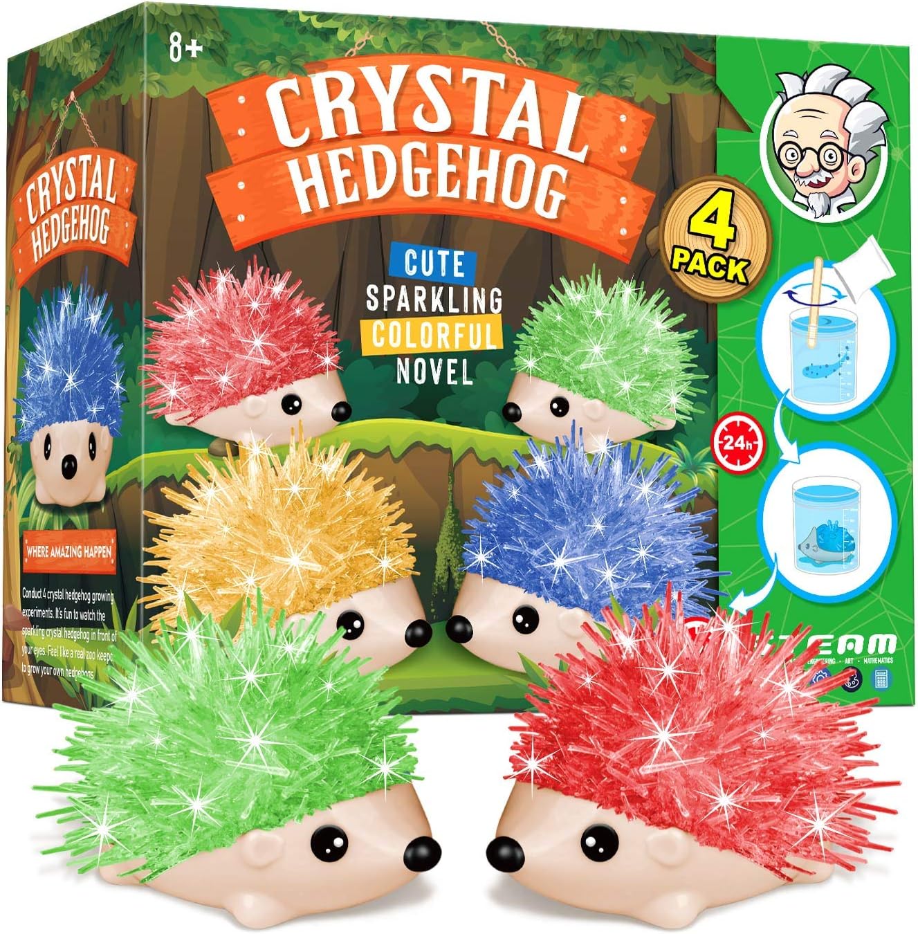 XXTOYS Crystal Growing Kit for Kids - 4 Vibrant Colored Hedgehog to ...