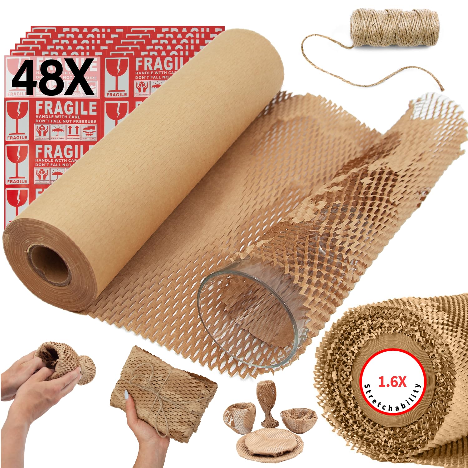 Amazon.com : ecoducer 12”x205’ Honeycomb Packing Paper for Moving plus ...