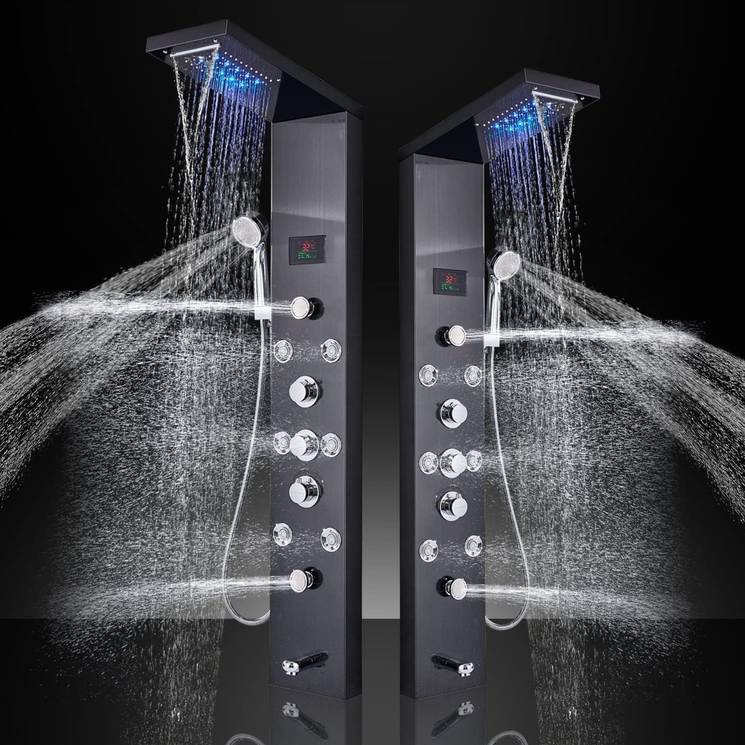 Zovajonia LED Shower Panel Tower System Stainless Steel Shower Column ...