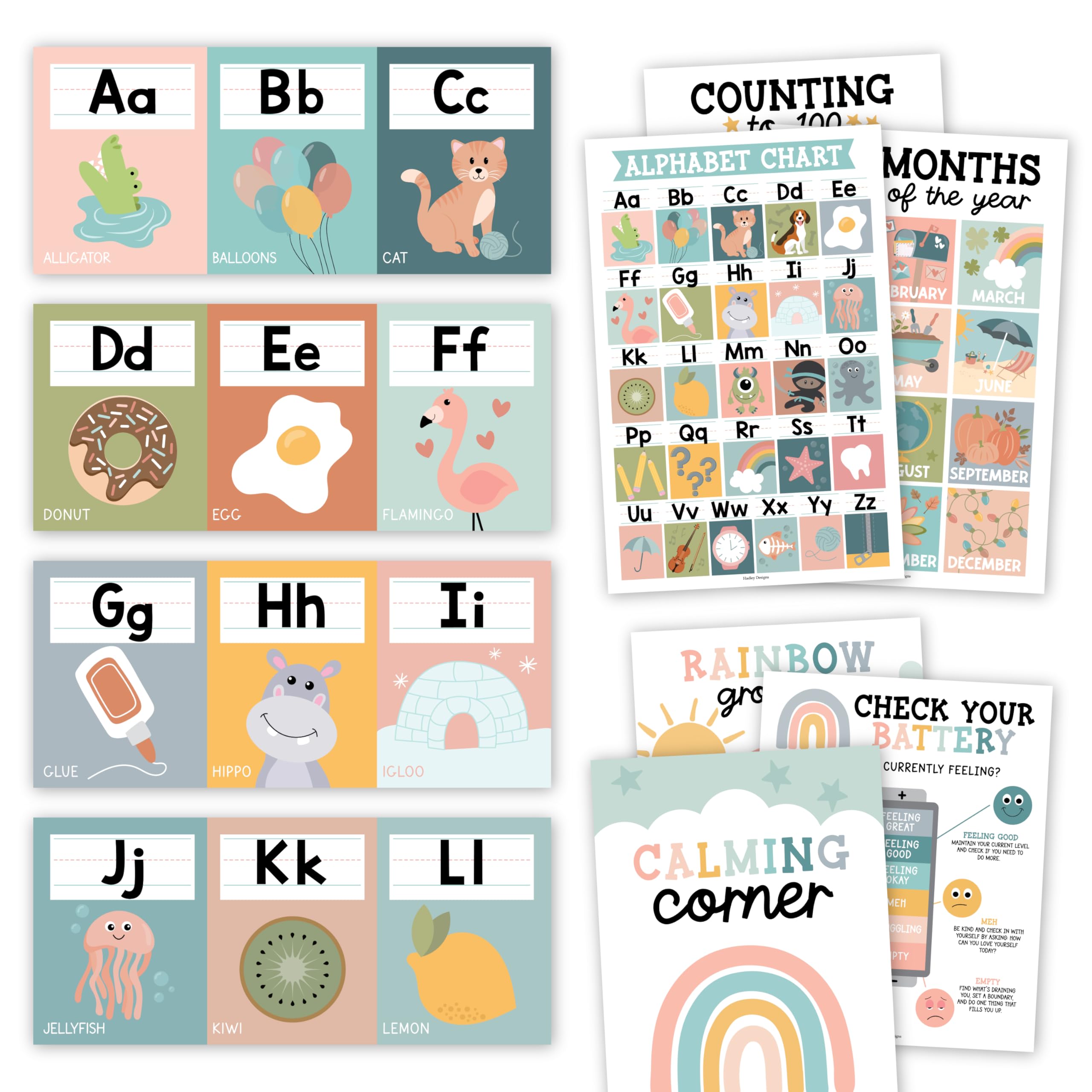 Amazon.com: Hadley Designs 12 Boho Alphabet For Classroom Wall Line, 16 ...