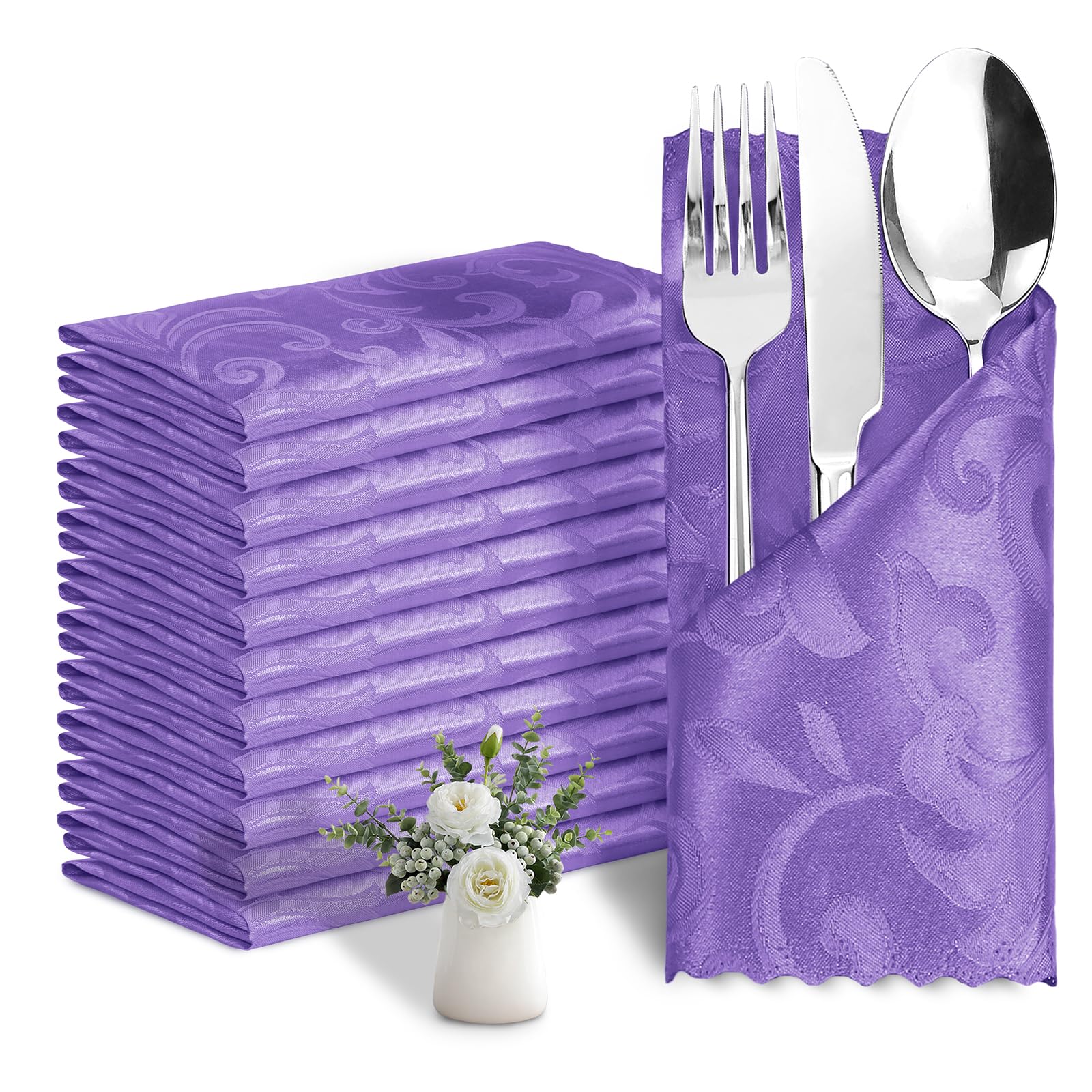 Amazon.com: Eychei 12 Pack Light Purple Satin Napkins 17 x 17 Inch ...
