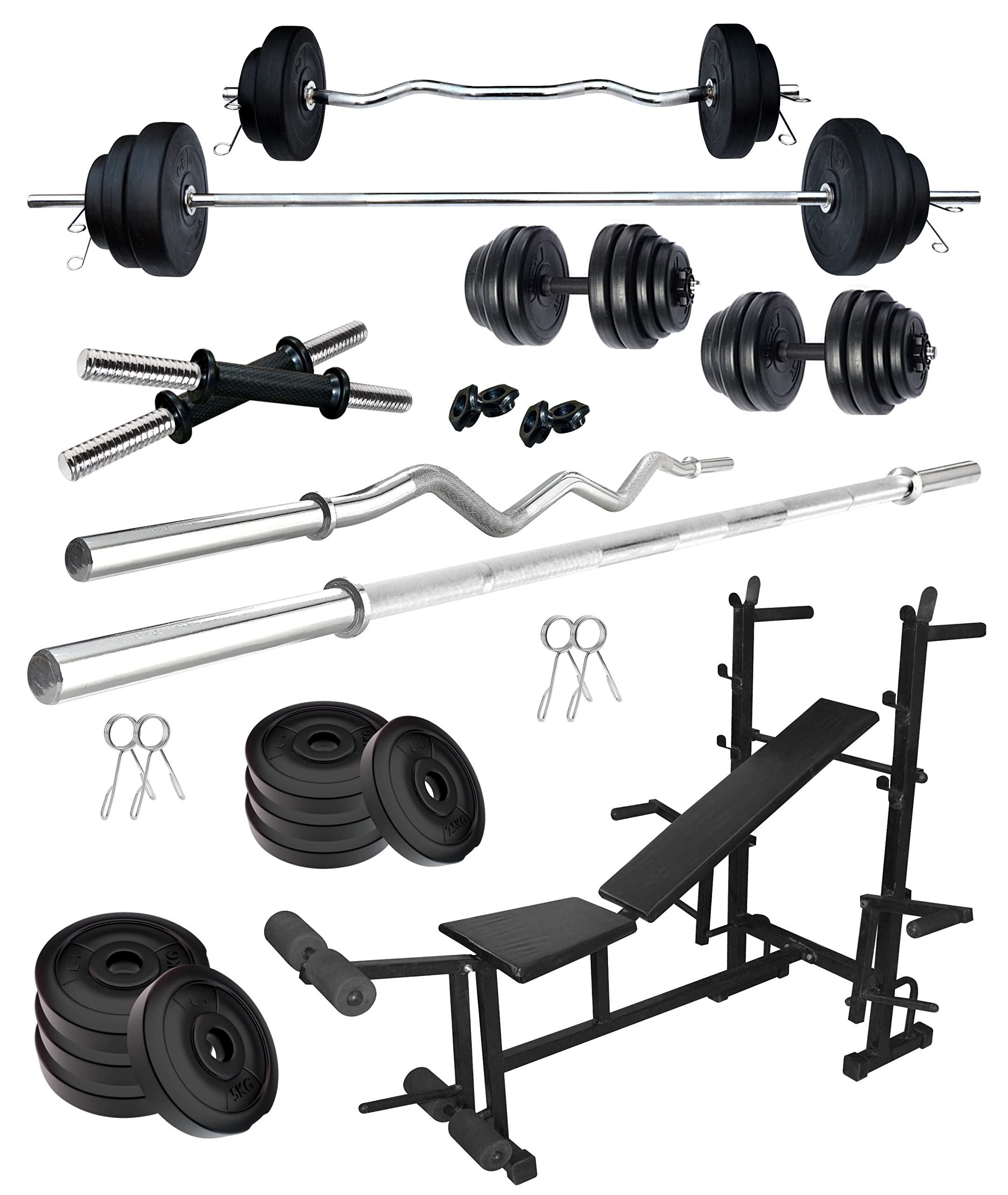 Buy Kore PVC 20-100 Kg Home Gym Set with Multipurpose Fitness Bench ...