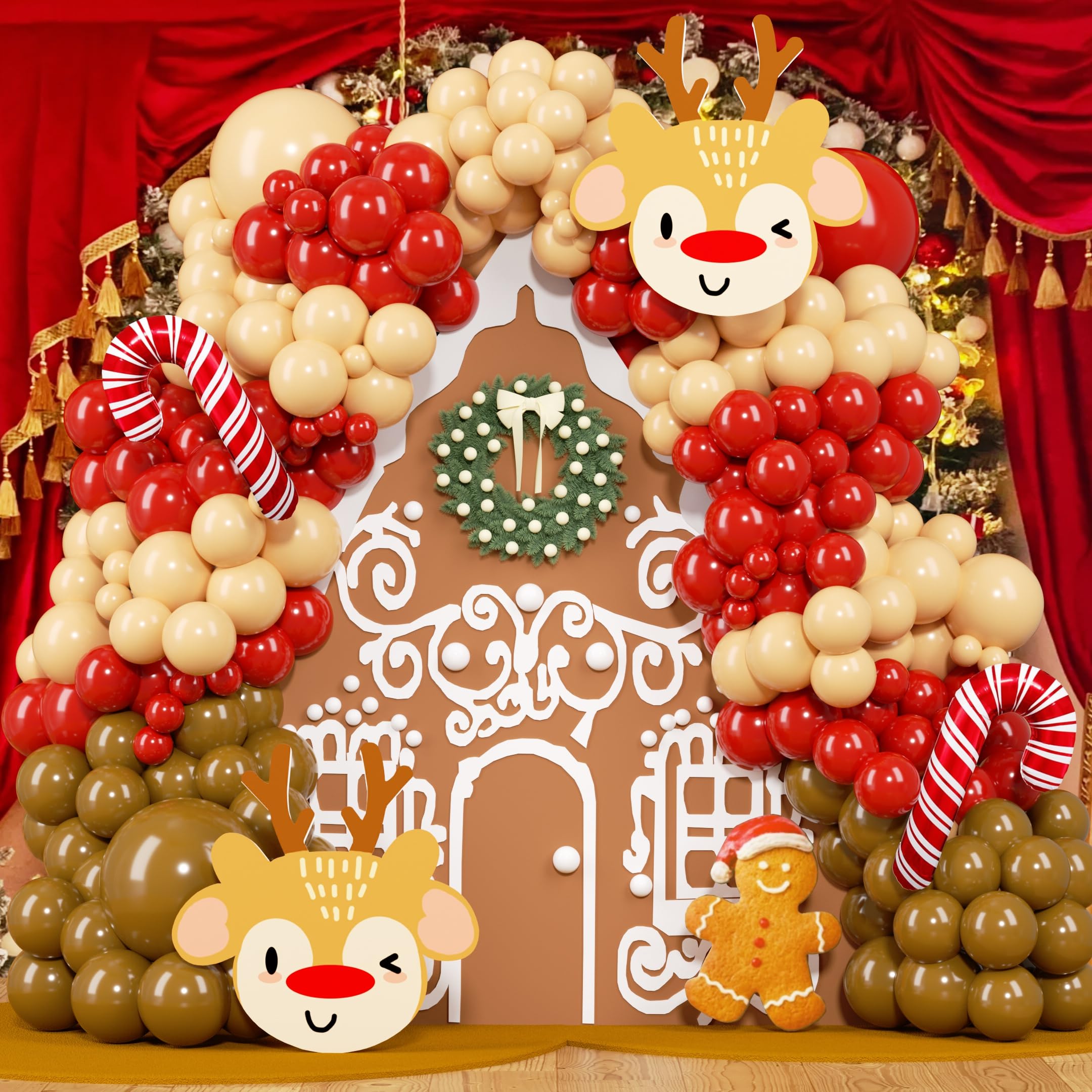 Amazon.com: MOMO RUCCI Christmas Balloons Arch Garland Kit,129Pcs Red ...