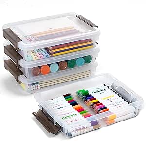 Amazon.com - Citylife 4 Packs Portable Project Case, Clear File Box ...