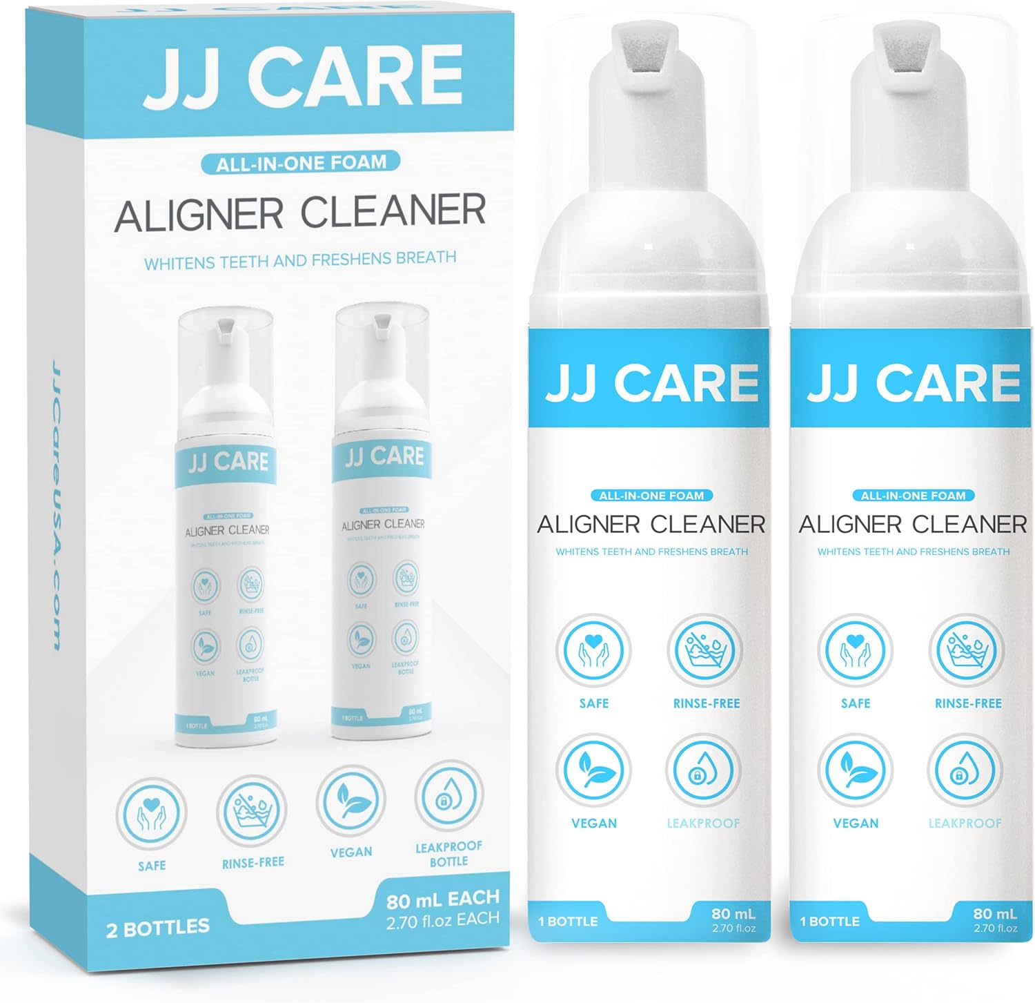Buy JJ CARE Aligner Cleaner [Pack of 2] 80ml, Invisalign Cleaner, Lemon ...