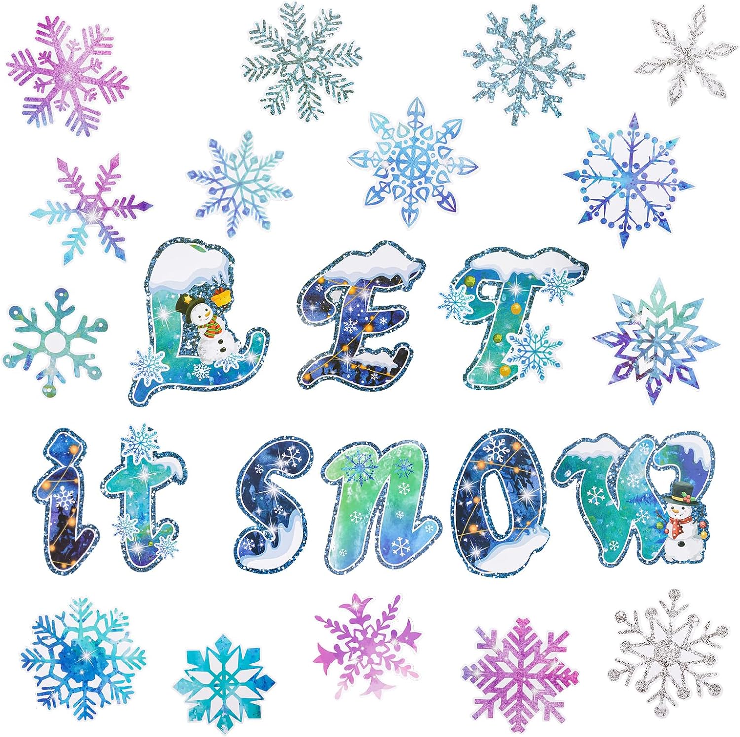 Amazon.com: Miayon 86 Pieces Winter Snowflake Cutouts Christmas ...