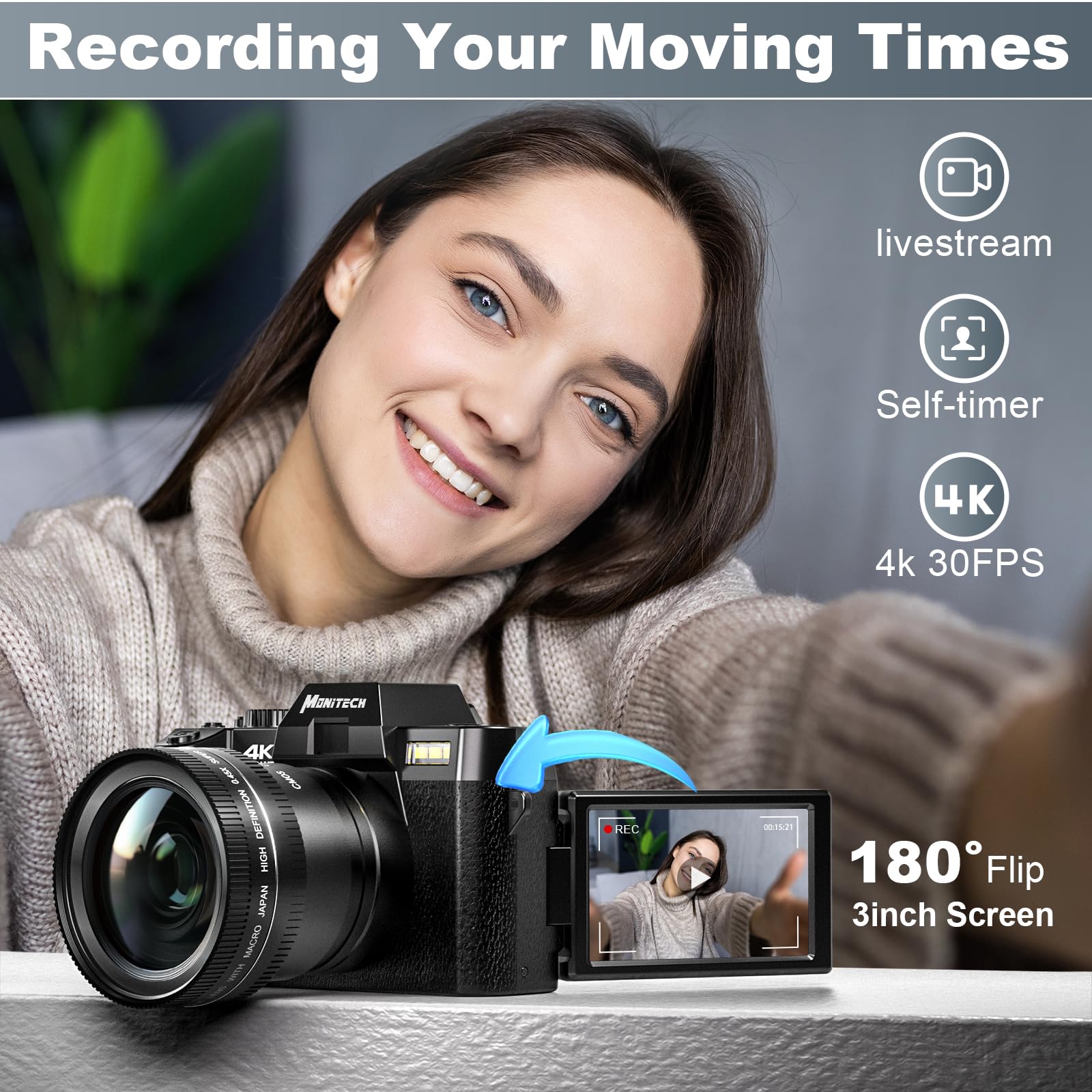 Snapklik.com : Mo 4K Digital Cameras For Photography, 48 MP Vlogging ...