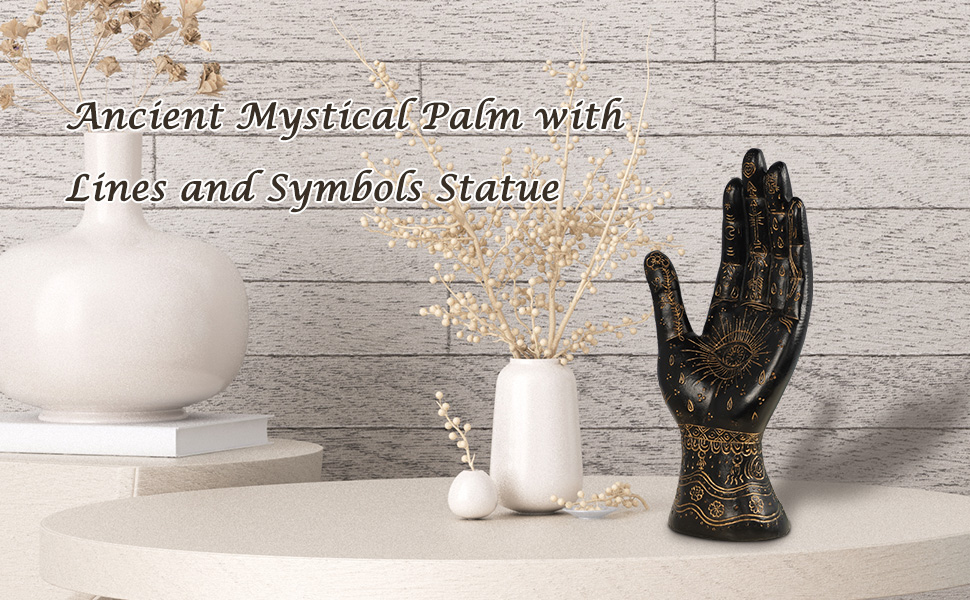 Phrenology Head Palmistry Hand Resin Statue - Mystical Palm Reading ...