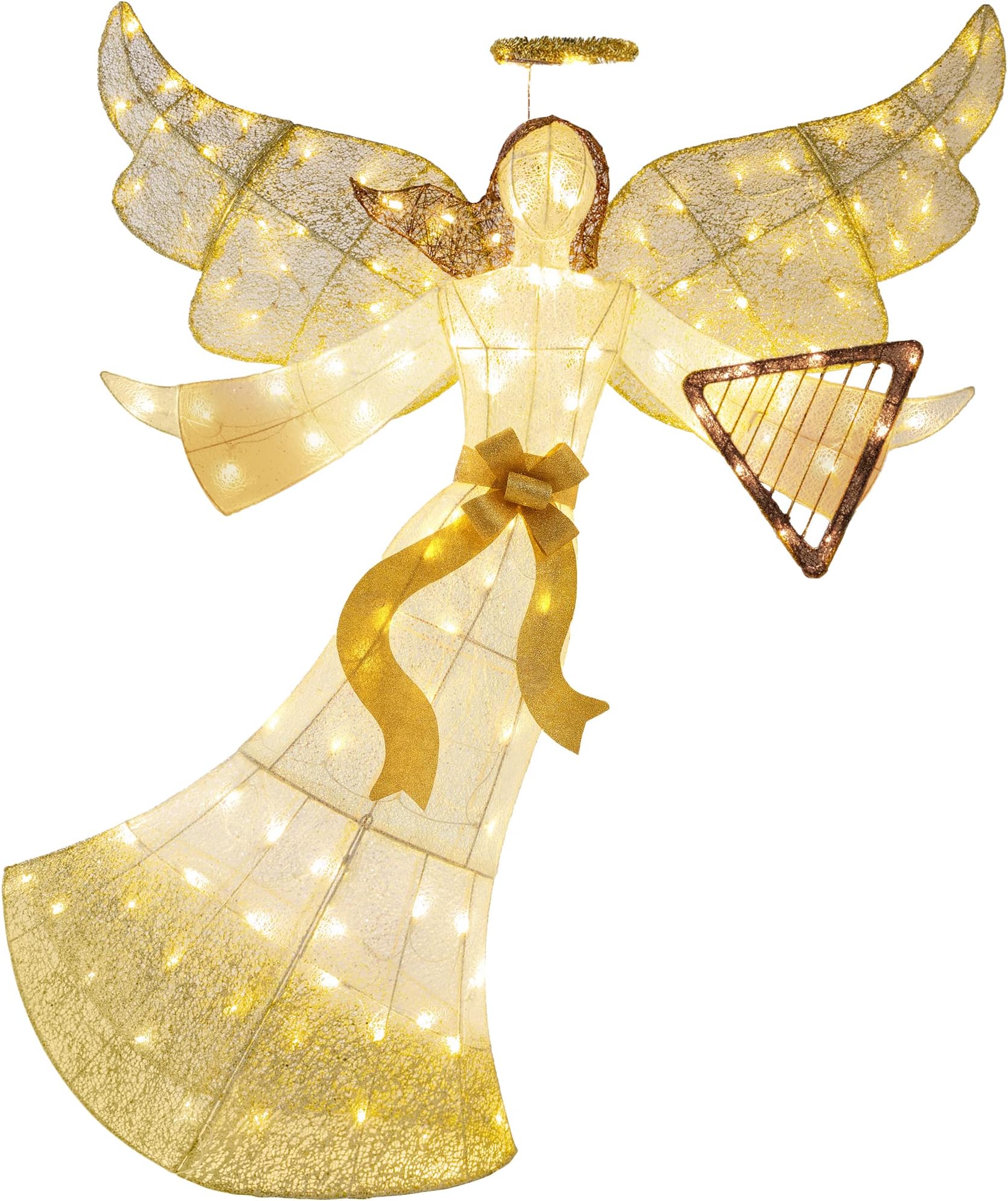 Amazon.com: Northlight 60" Gold LED Lighted Angel with Trumpet Outdoor ...